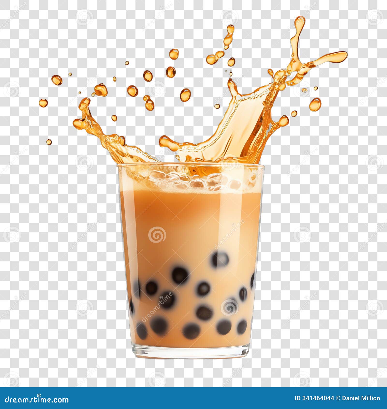 Boba Tea Floating and Splashing Stock Illustration - Illustration of ...