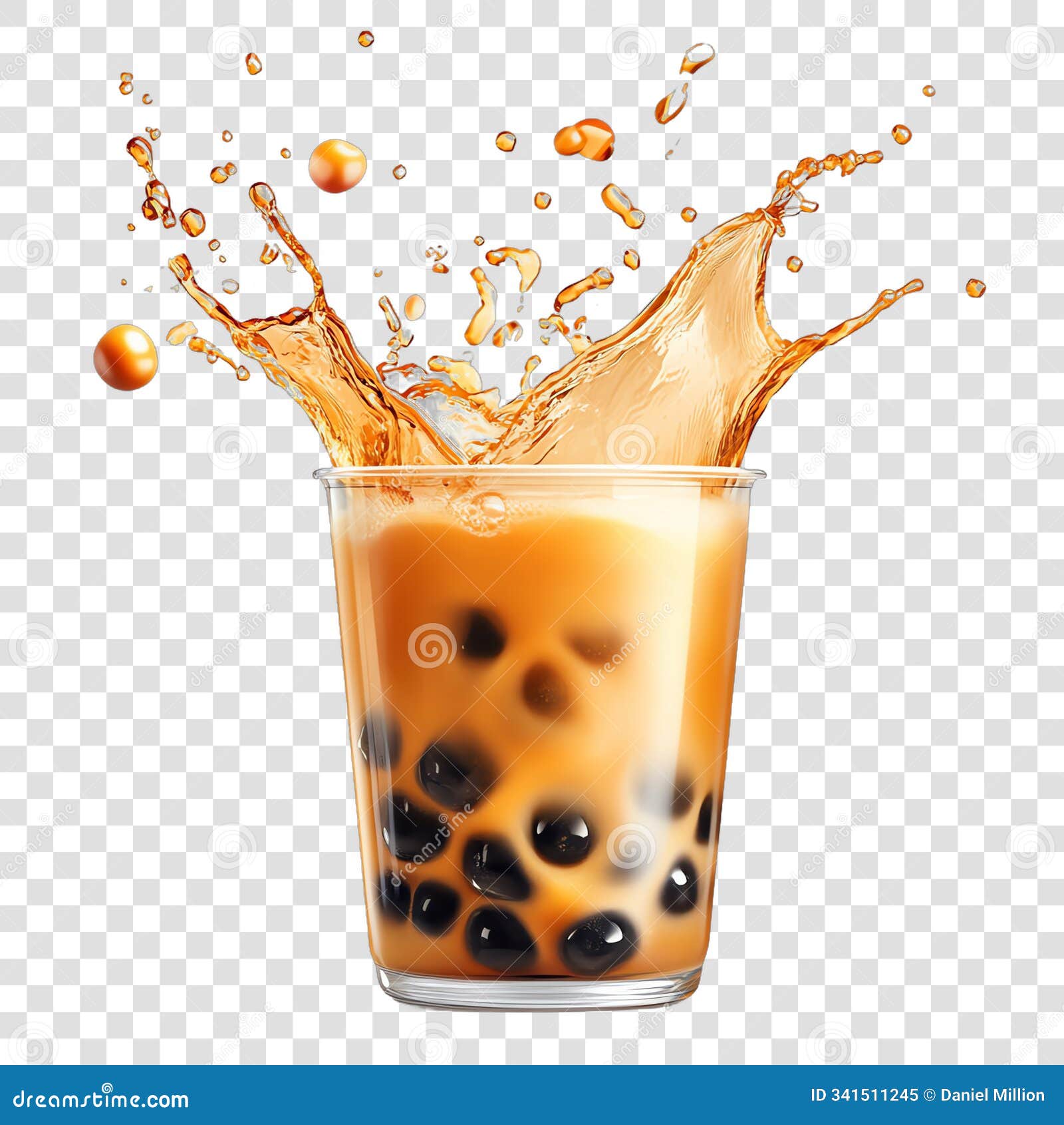 Boba Tea Floating and Splashing Stock Illustration - Illustration of ...
