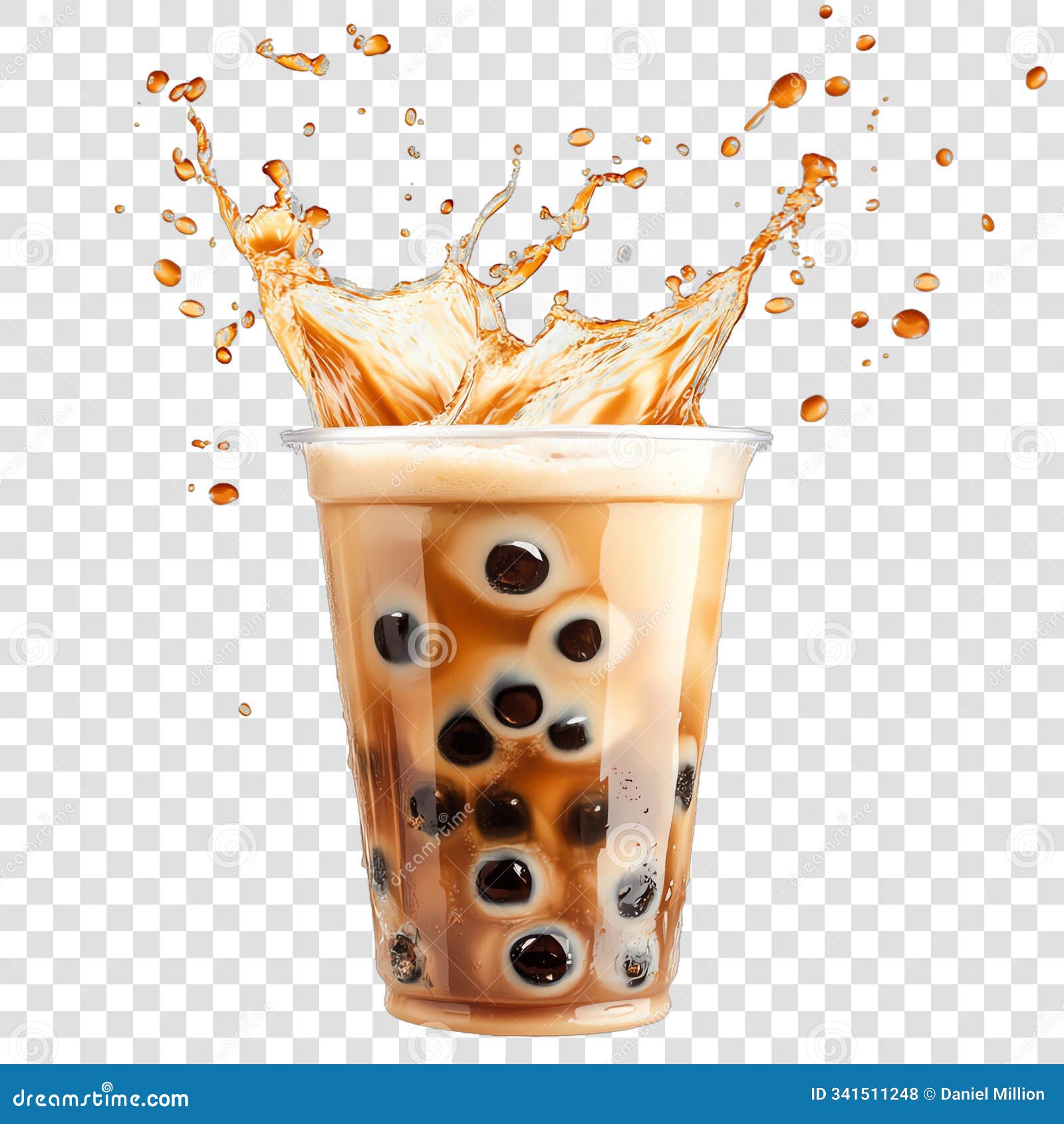 Boba Tea Floating and Splashing Stock Illustration - Illustration of ...