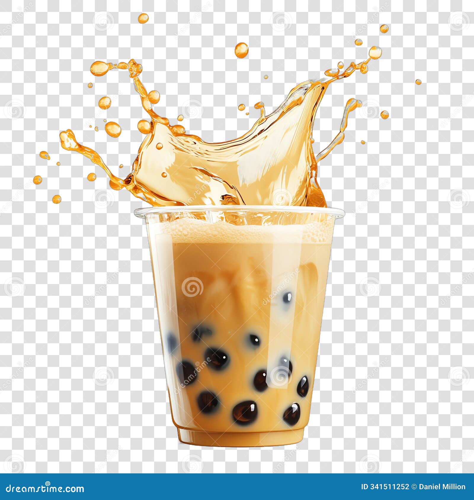 Boba Tea Floating and Splashing Stock Illustration - Illustration of ...