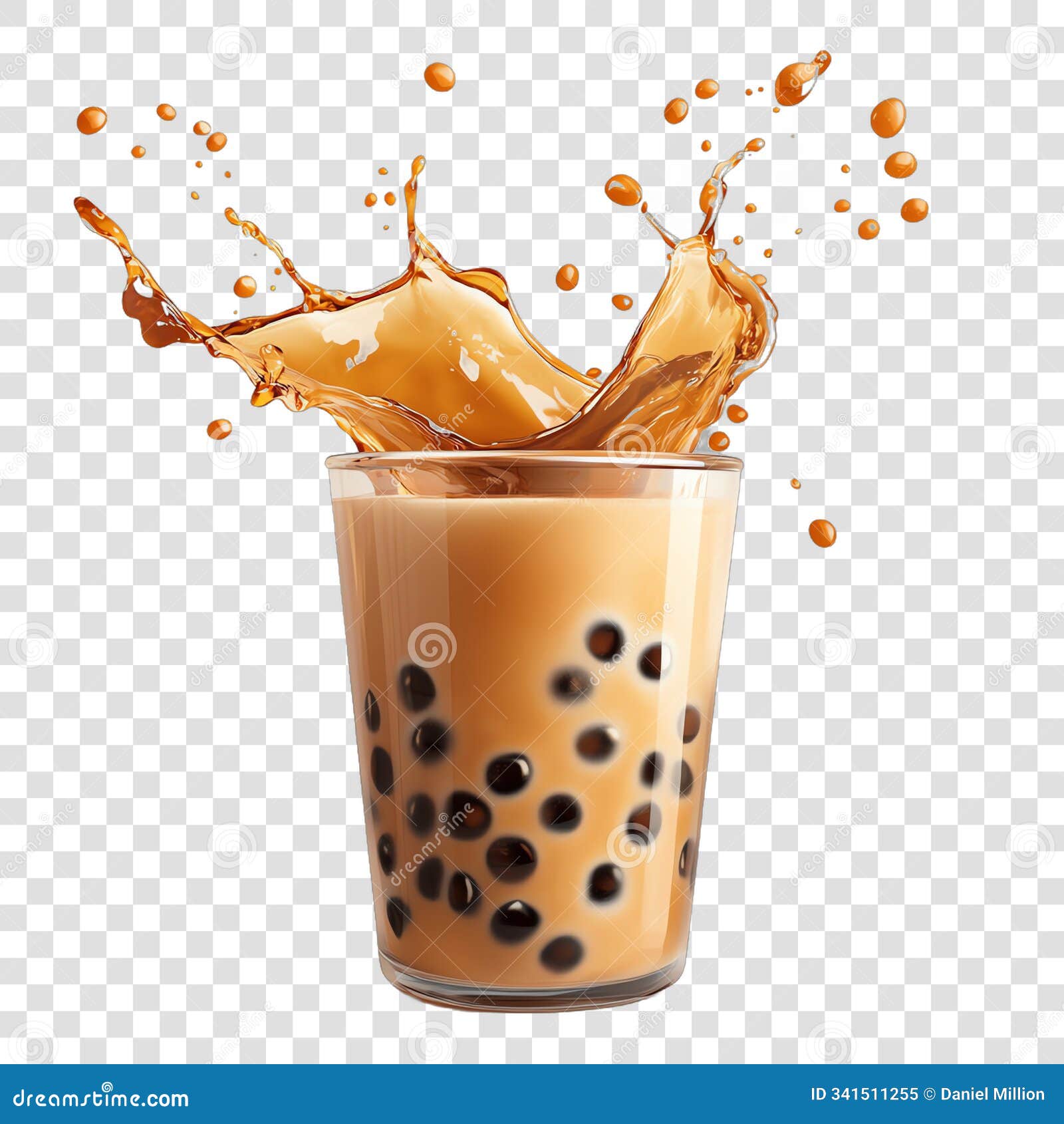 Boba Tea Floating and Splashing Stock Illustration - Illustration of ...