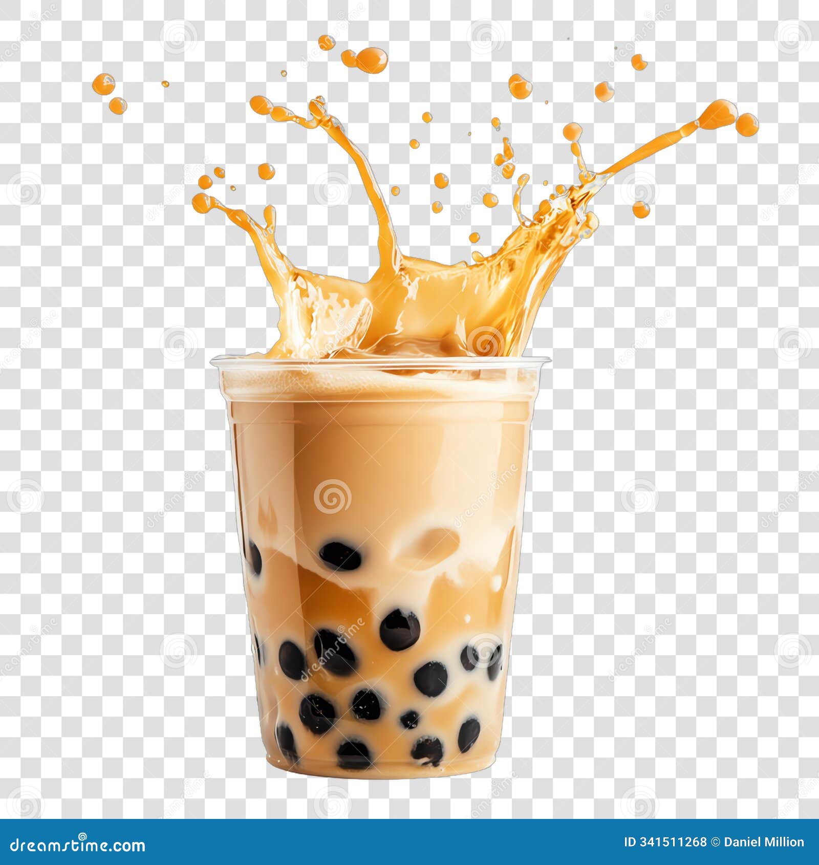 Boba Tea Floating and Splashing Stock Illustration - Illustration of ...
