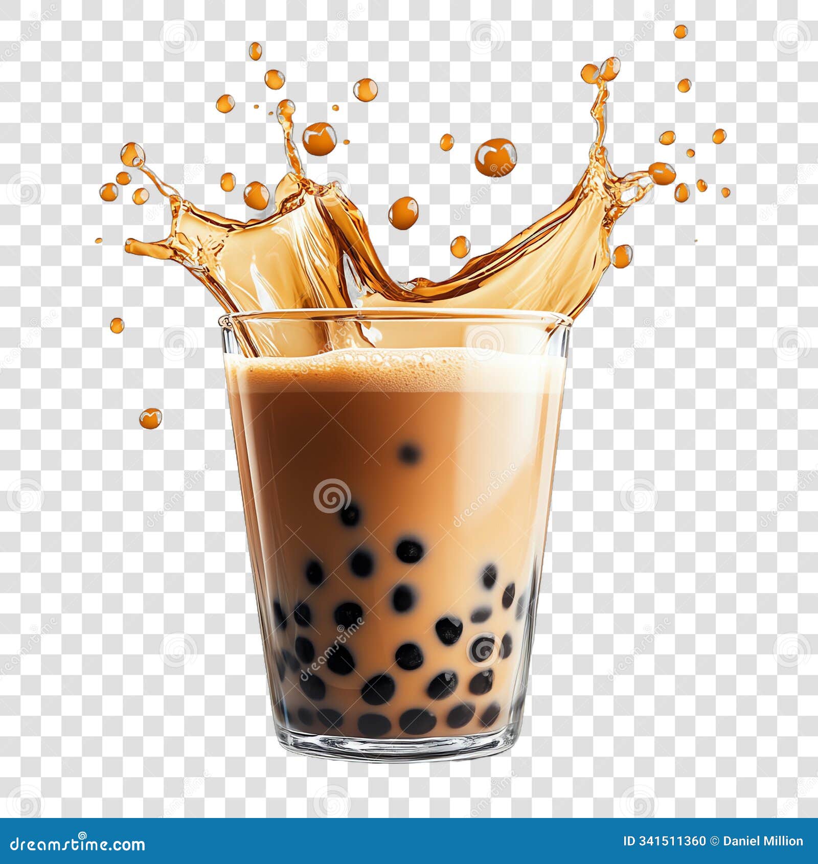 Boba Tea Floating and Splashing Stock Illustration - Illustration of ...