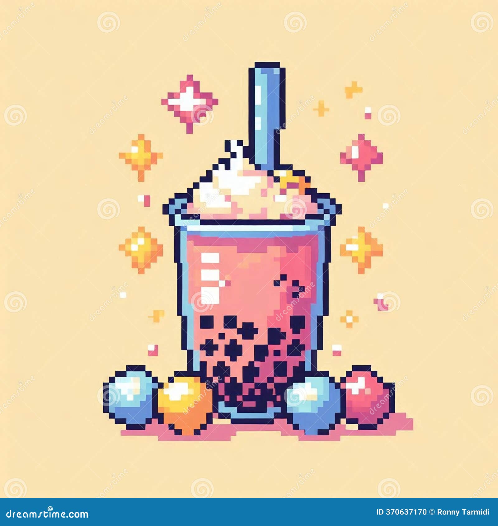 Pixel Art Boba Illustration Vector For Game Design | CartoonDealer.com ...