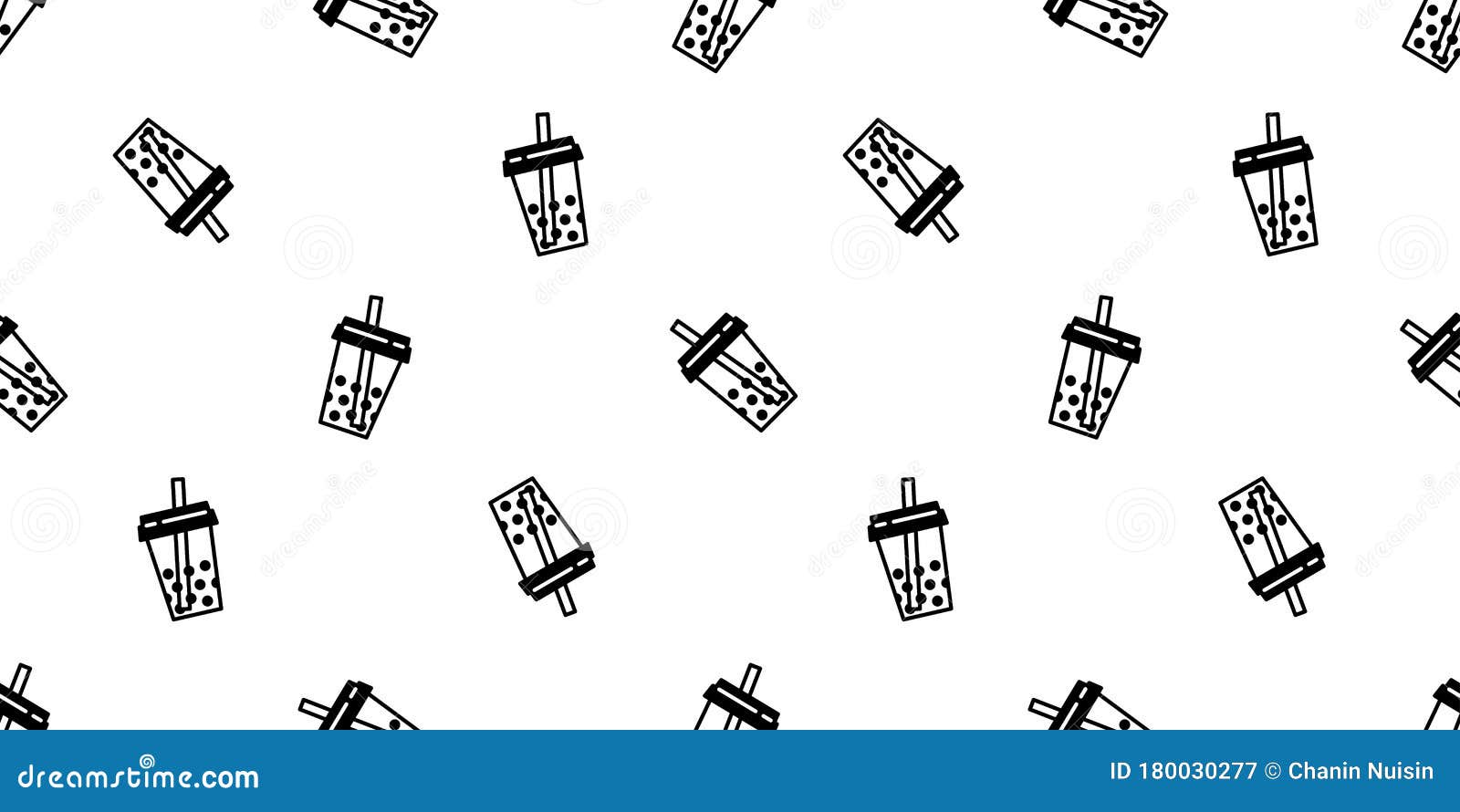 Boba Tea Seamless Pattern Vector Bubble Milk Tea Scarf Isolated Tile ...