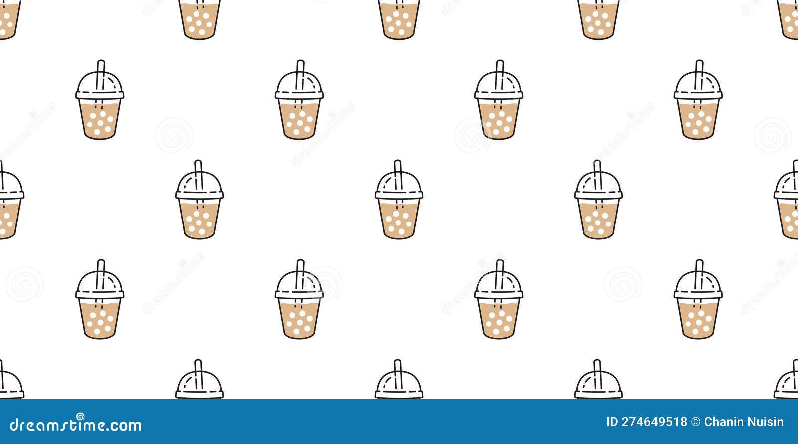 Boba Tea Seamless Pattern Vector Bubble Milk Tea Gift Wrapping Paper ...