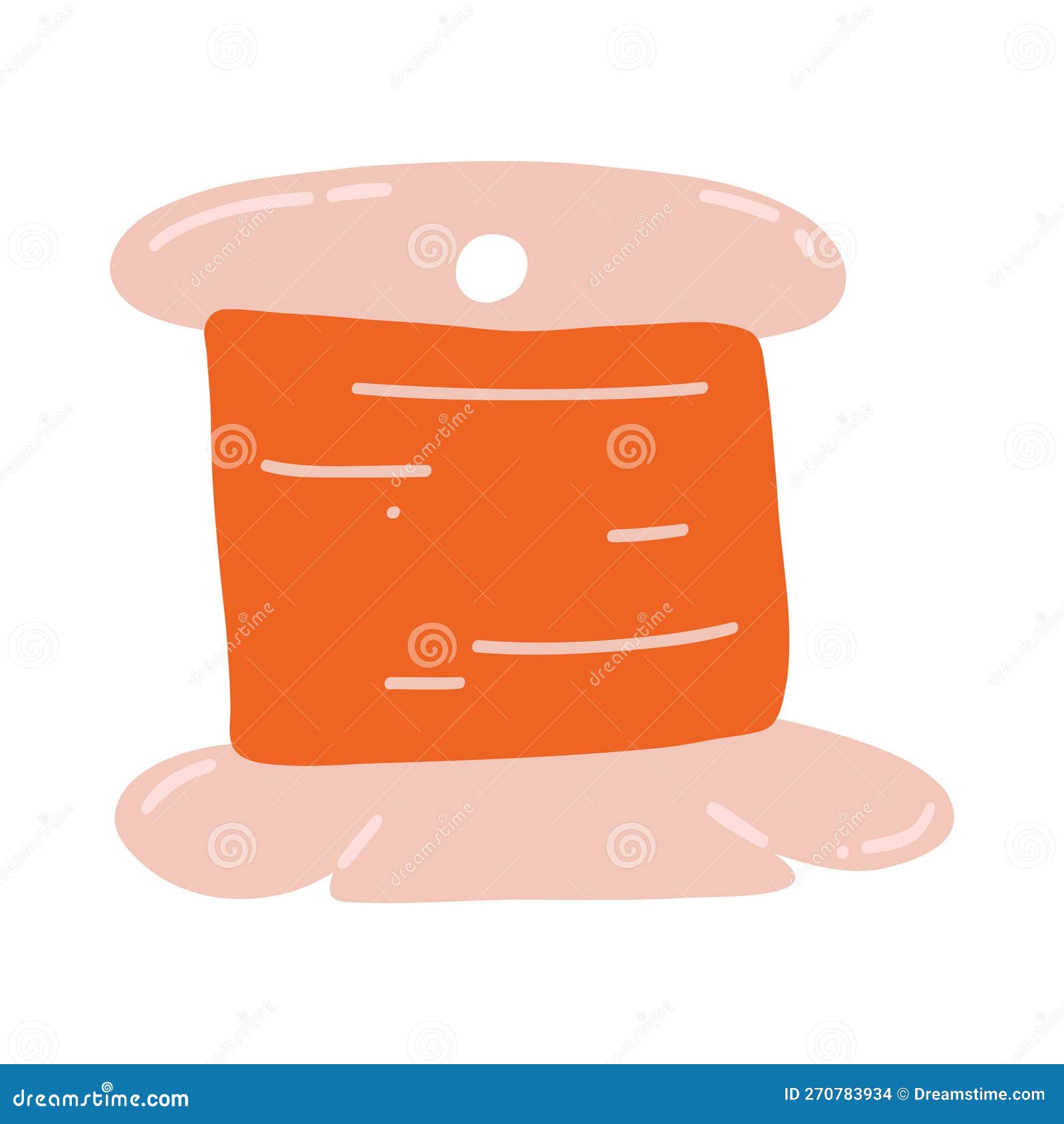 Bobbin with Floss in Cartoon Flat Style. Hand Drawn Vector Illustration ...