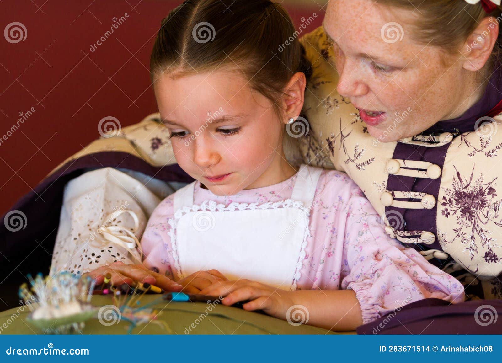 Bobbin lace craft editorial stock image. Image of children - 283671514