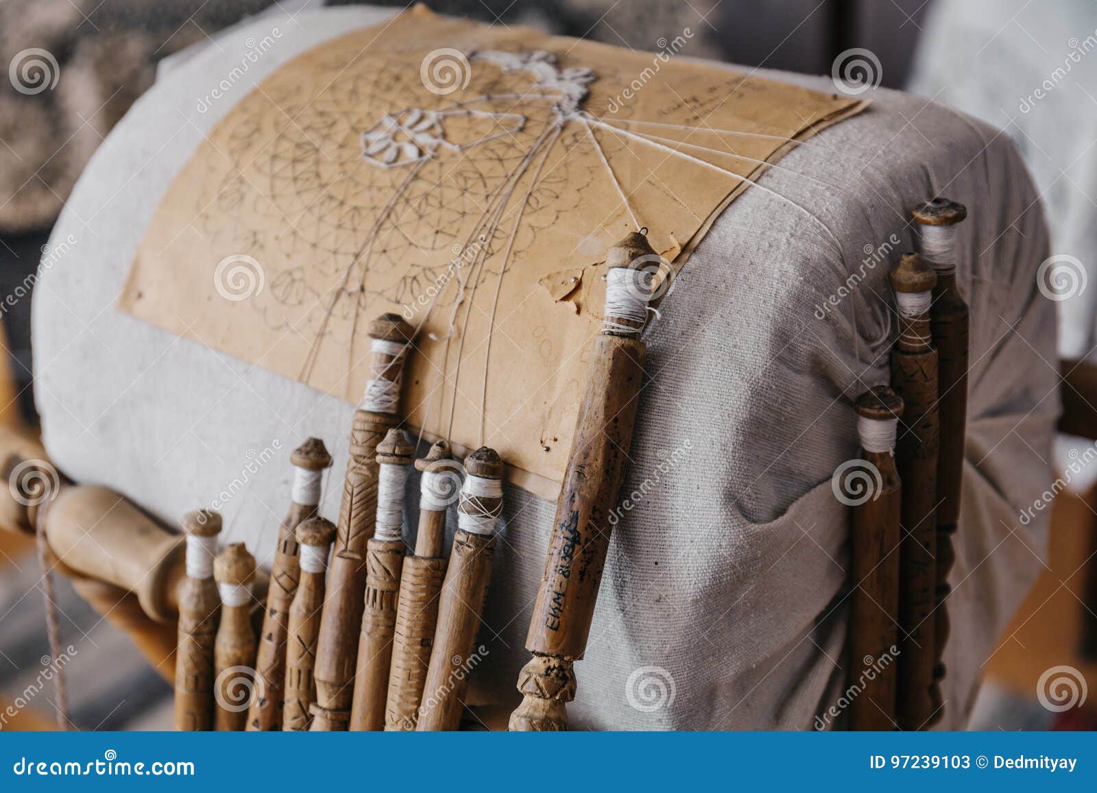 Bobbin Lace Equipment for Handmade Craft Stock Image - Image of female ...