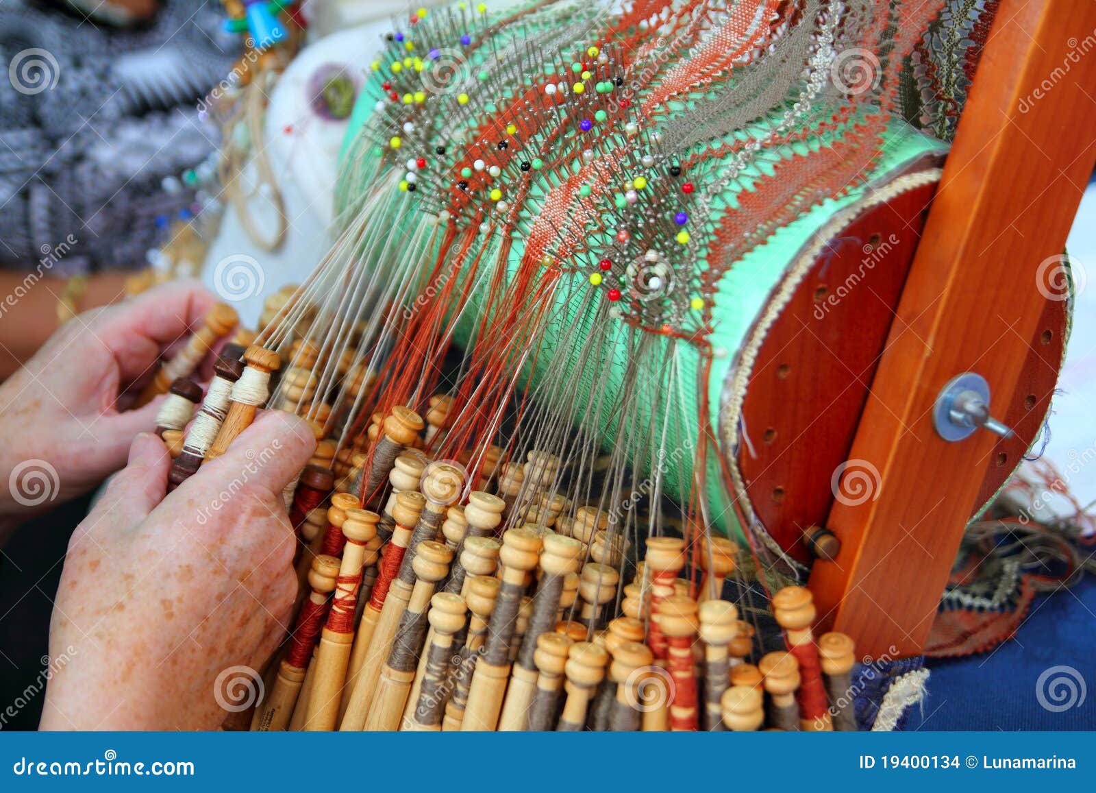 Bobbin Laze Openwork Fabric Using a Pillow Stock Photo - Image of lace ...