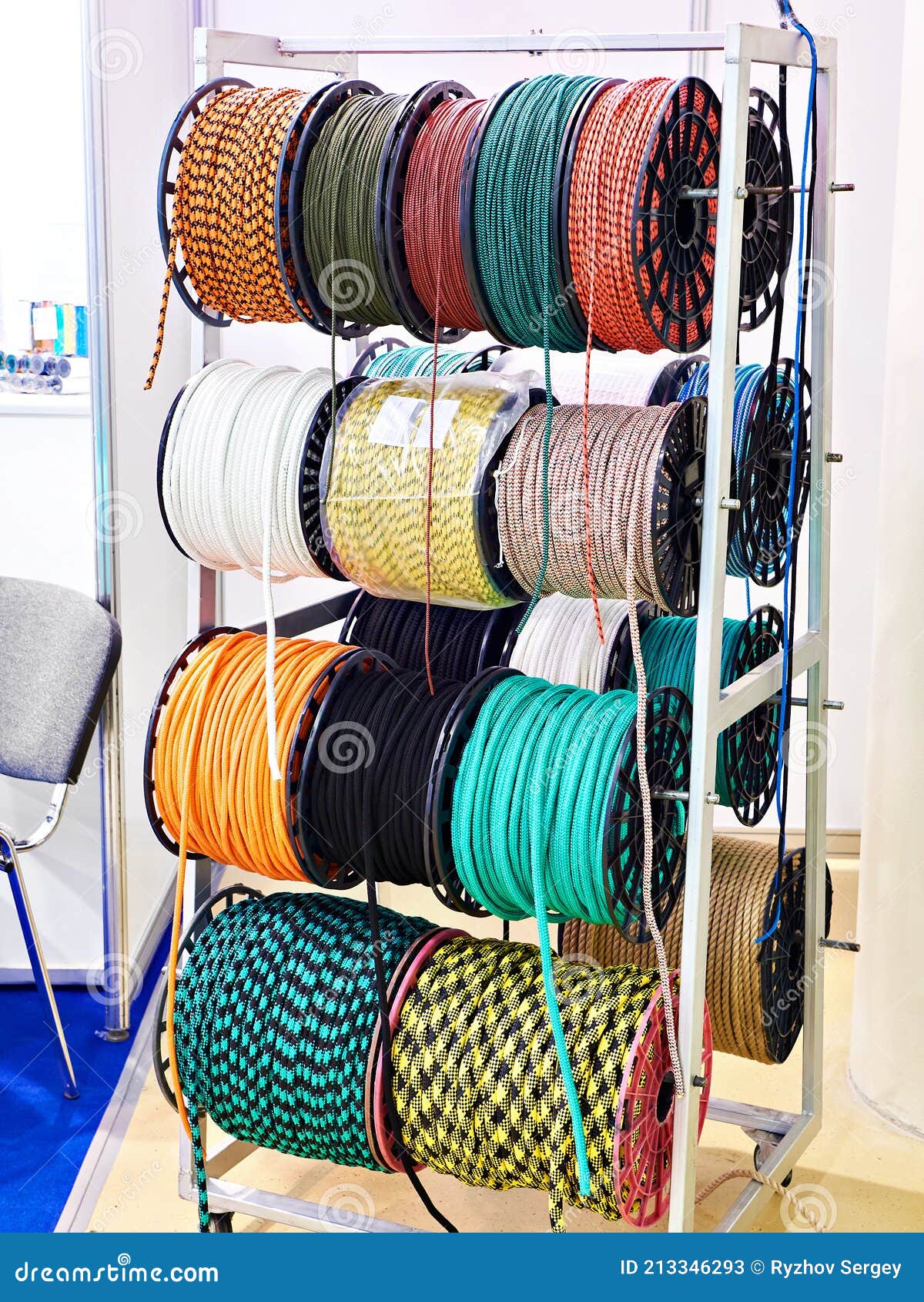 Bobbins of Colored Rope in Store Stock Image - Image of cord, blue ...