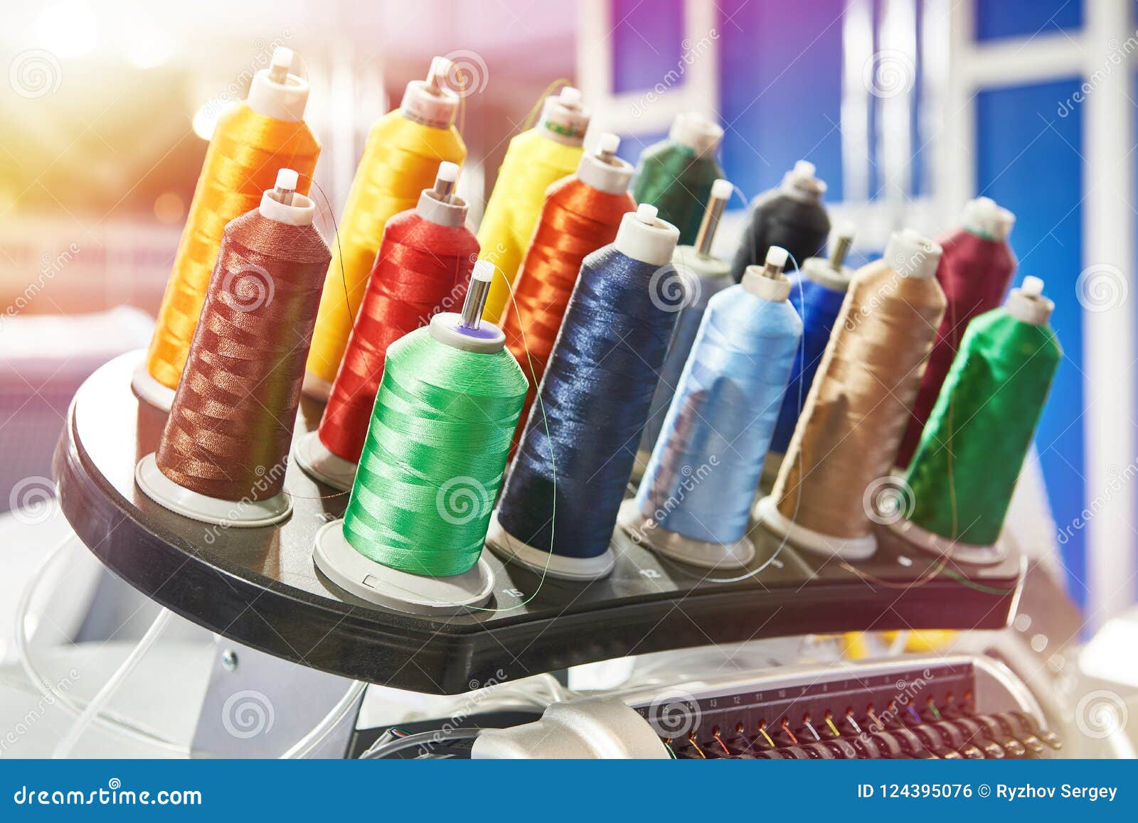 Bobbins with Colored Thread for Industrial Textile Stock Photo - Image ...