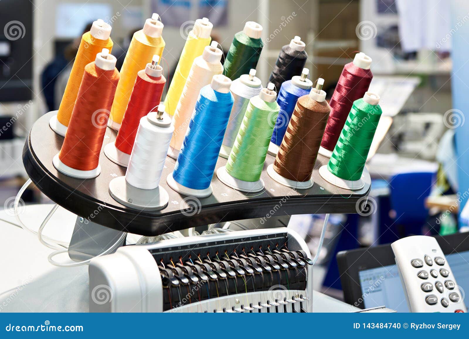 Bobbins with Colored Thread for Industrial Textile Stock Photo - Image ...