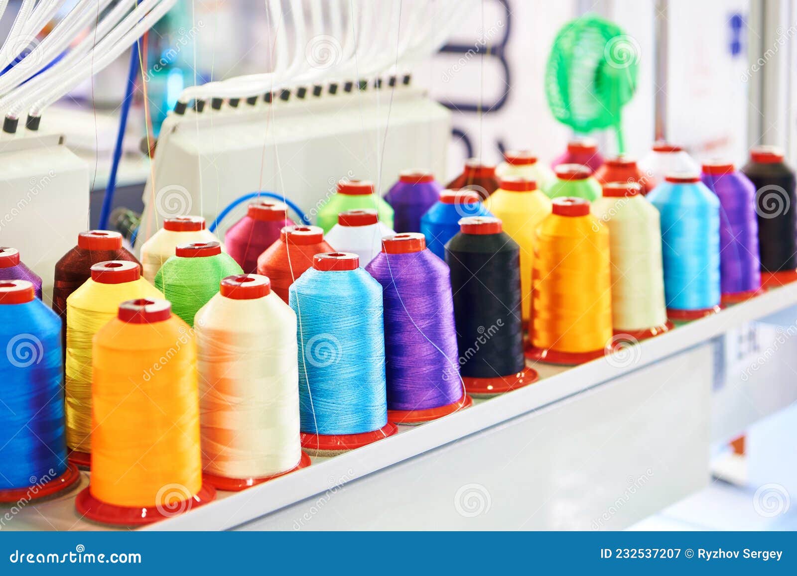 Bobbins with Colored Thread for Industrial Textile Stock Image - Image ...