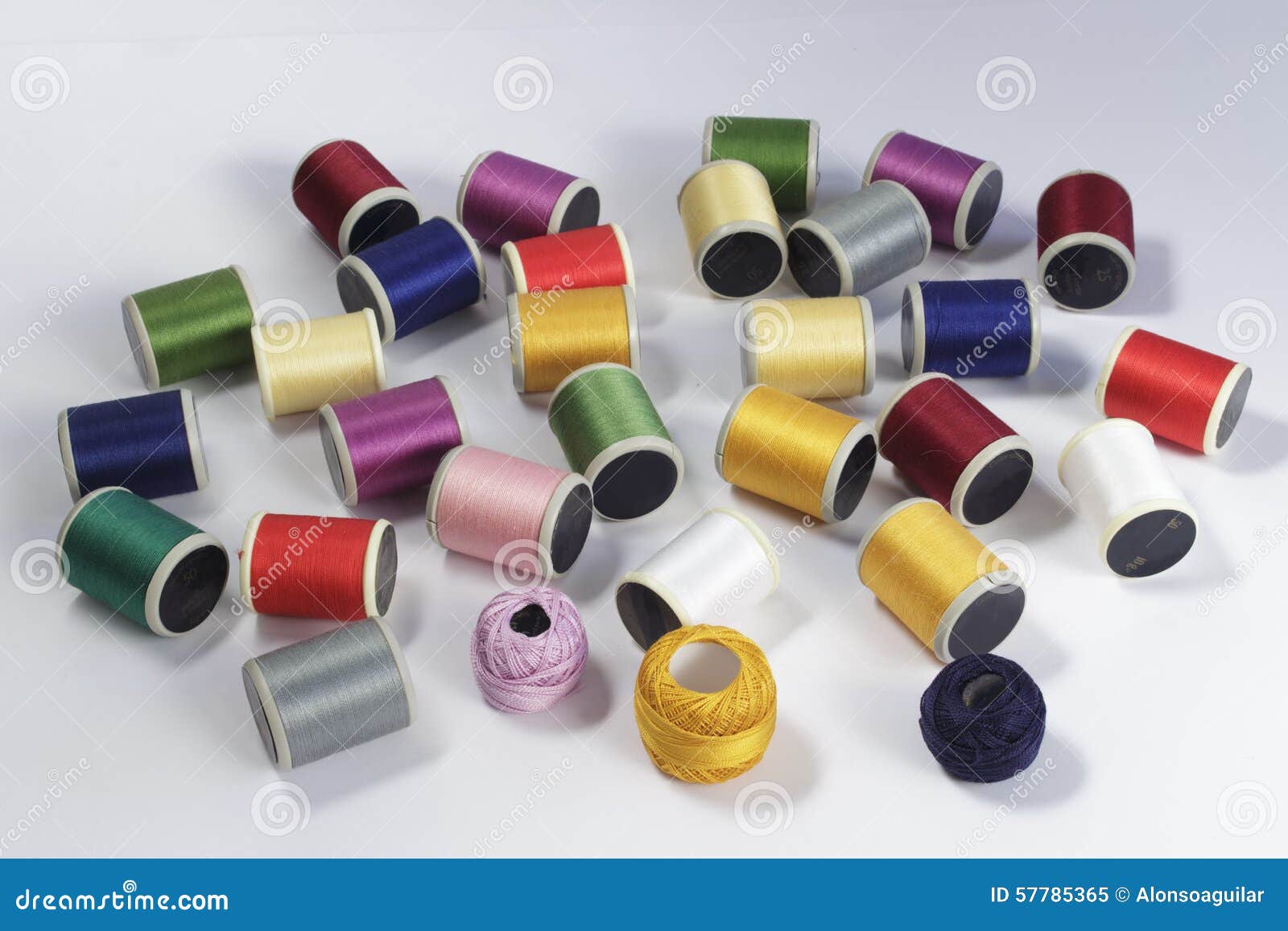 Bobbins of Cotton Thread for Sewing Machines and Thread Skeins Stock ...