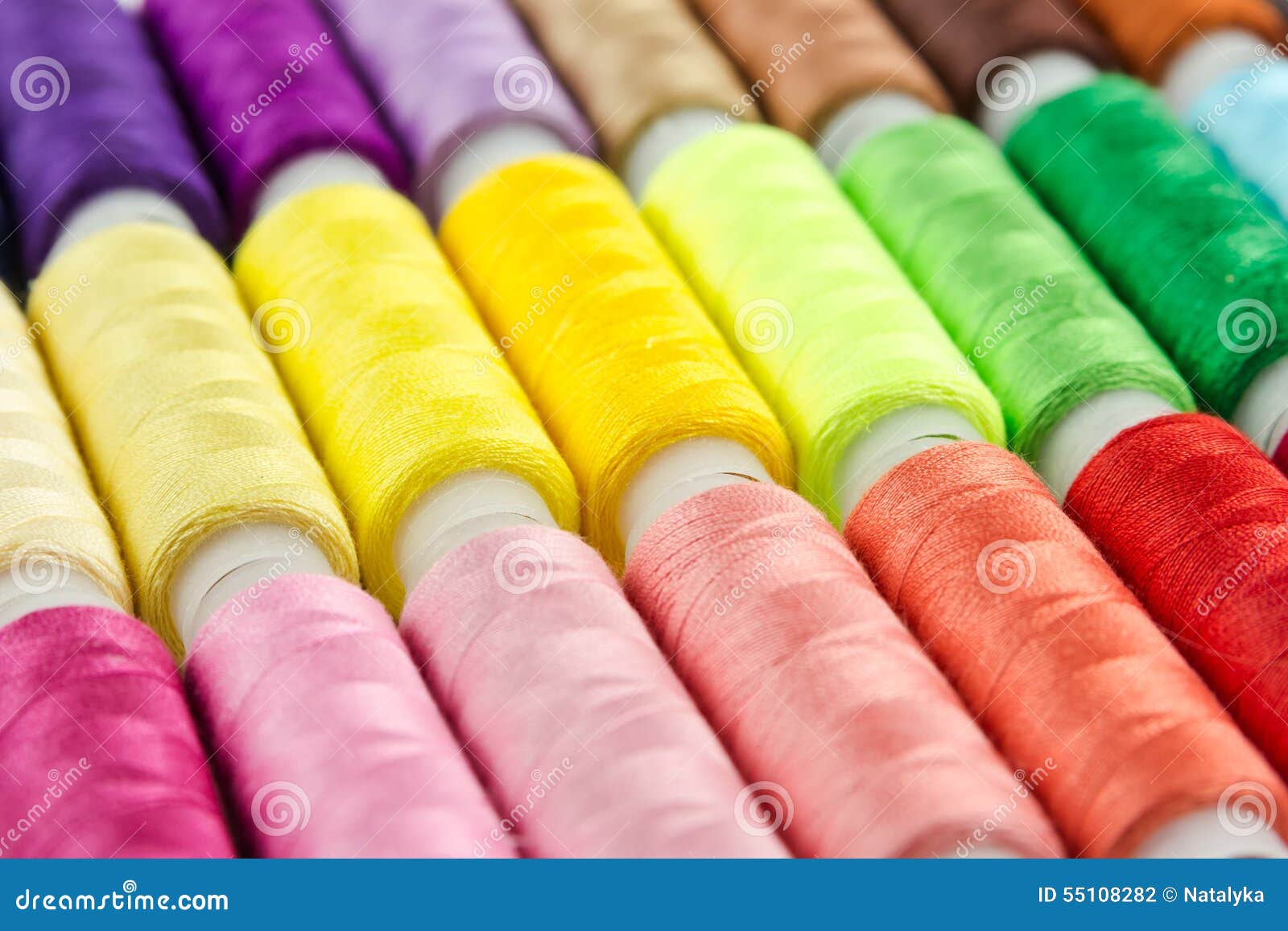 Bobbins with Multicolored Thread for Sewing Stock Photo - Image of pink ...