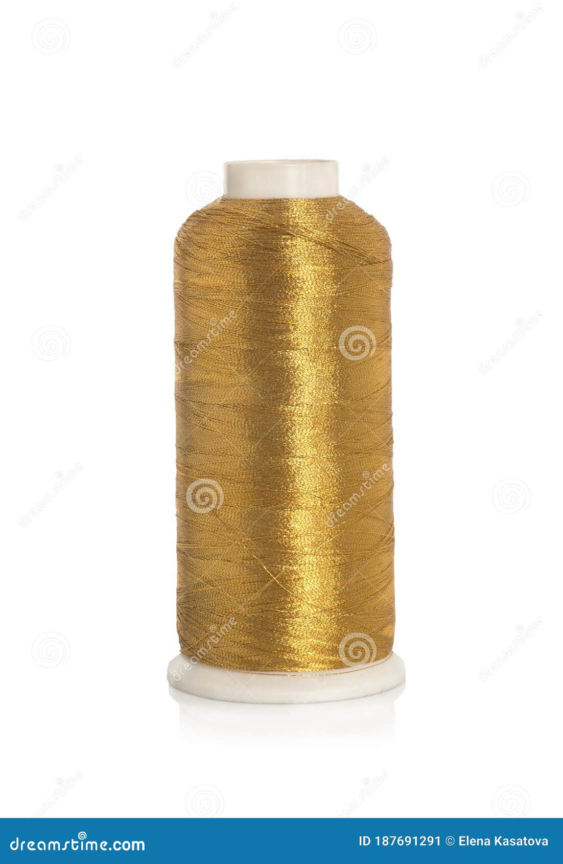 Bobbins Gold of Thread Isolated on White Background Stock Image - Image ...