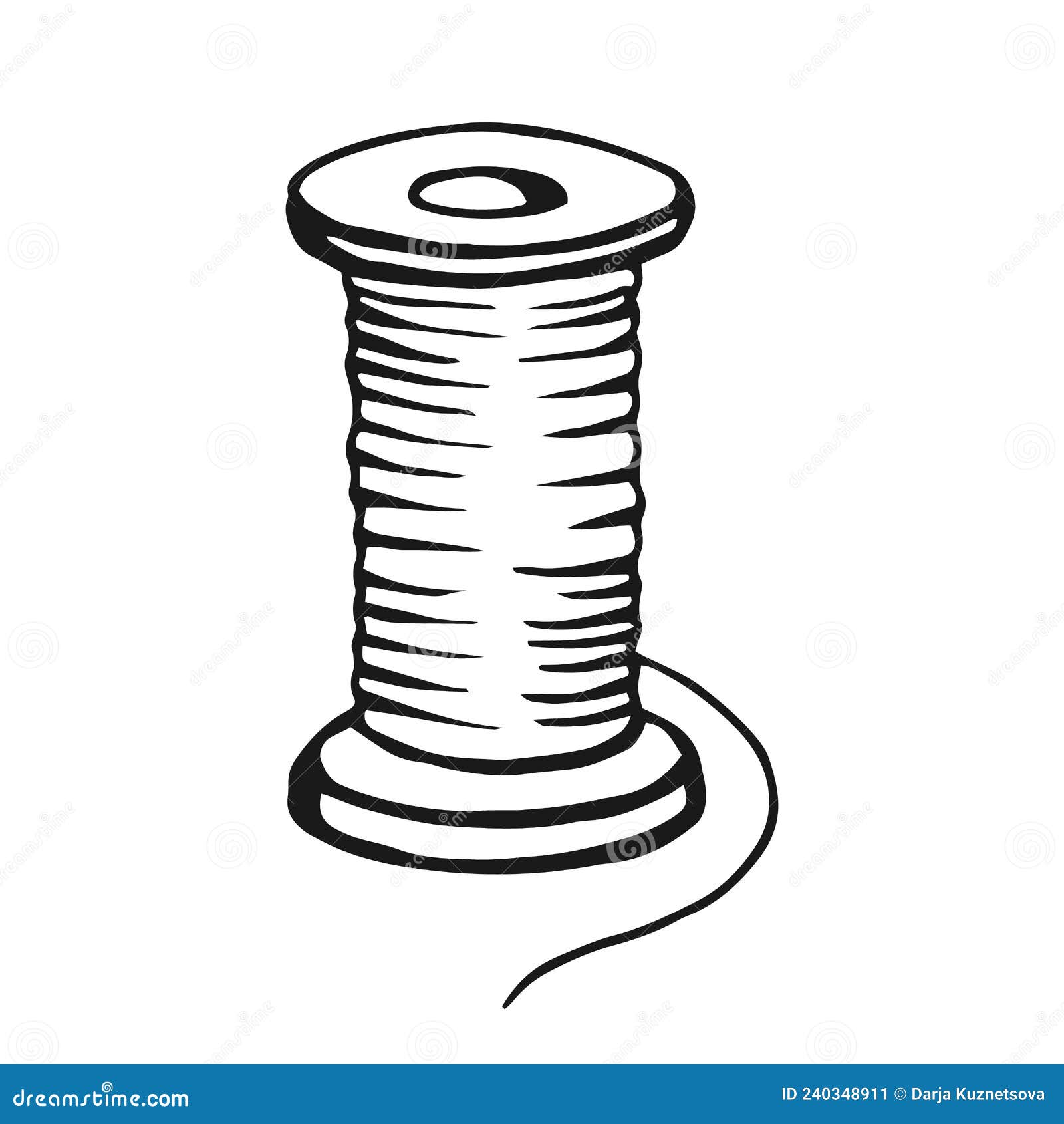 Bobbins with Threads for Sewing. Hand Drawn Illustration Converted To ...