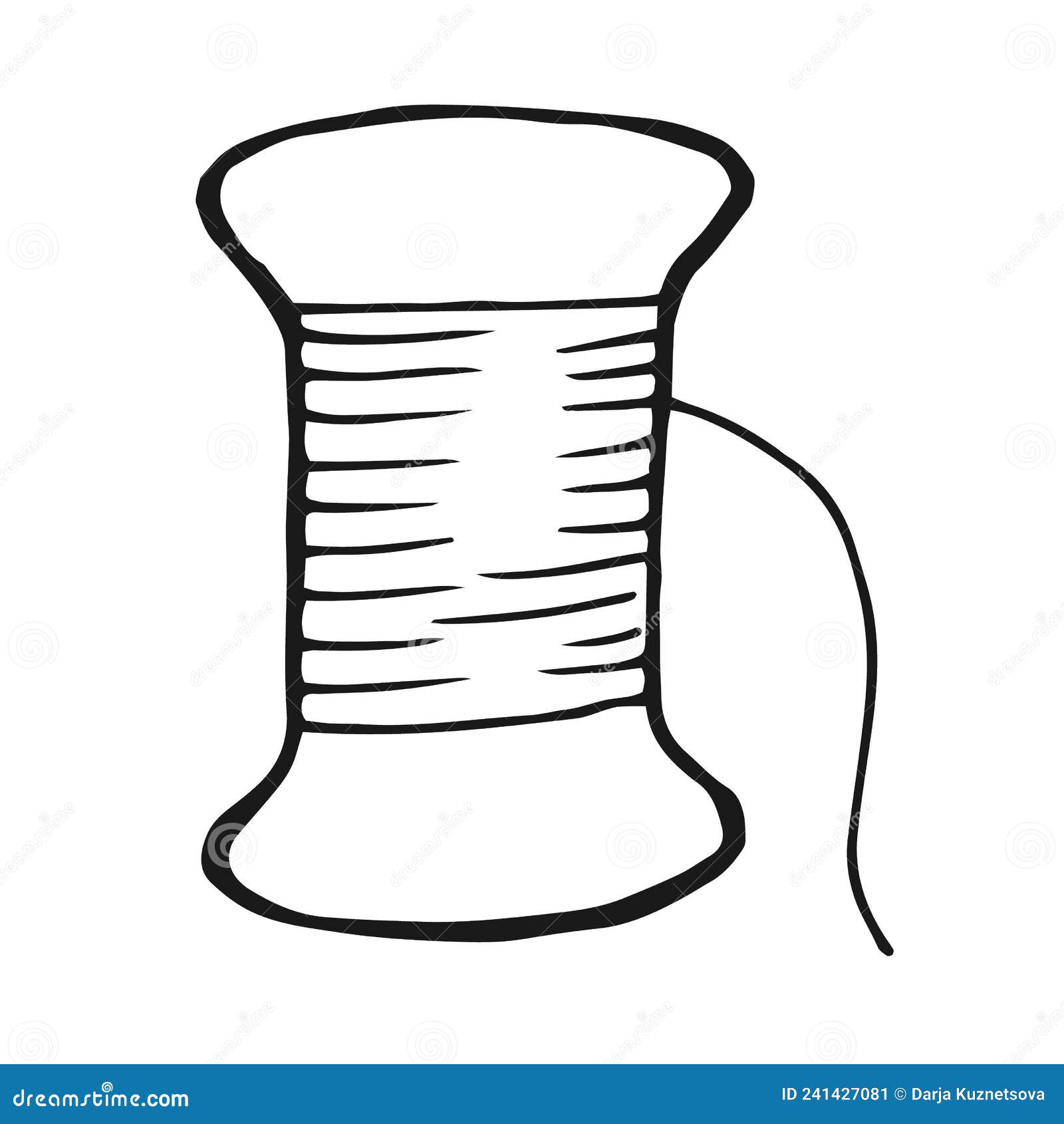 Bobbins With Threads For Sewing. Hand Drawn Illustration Converted To ...