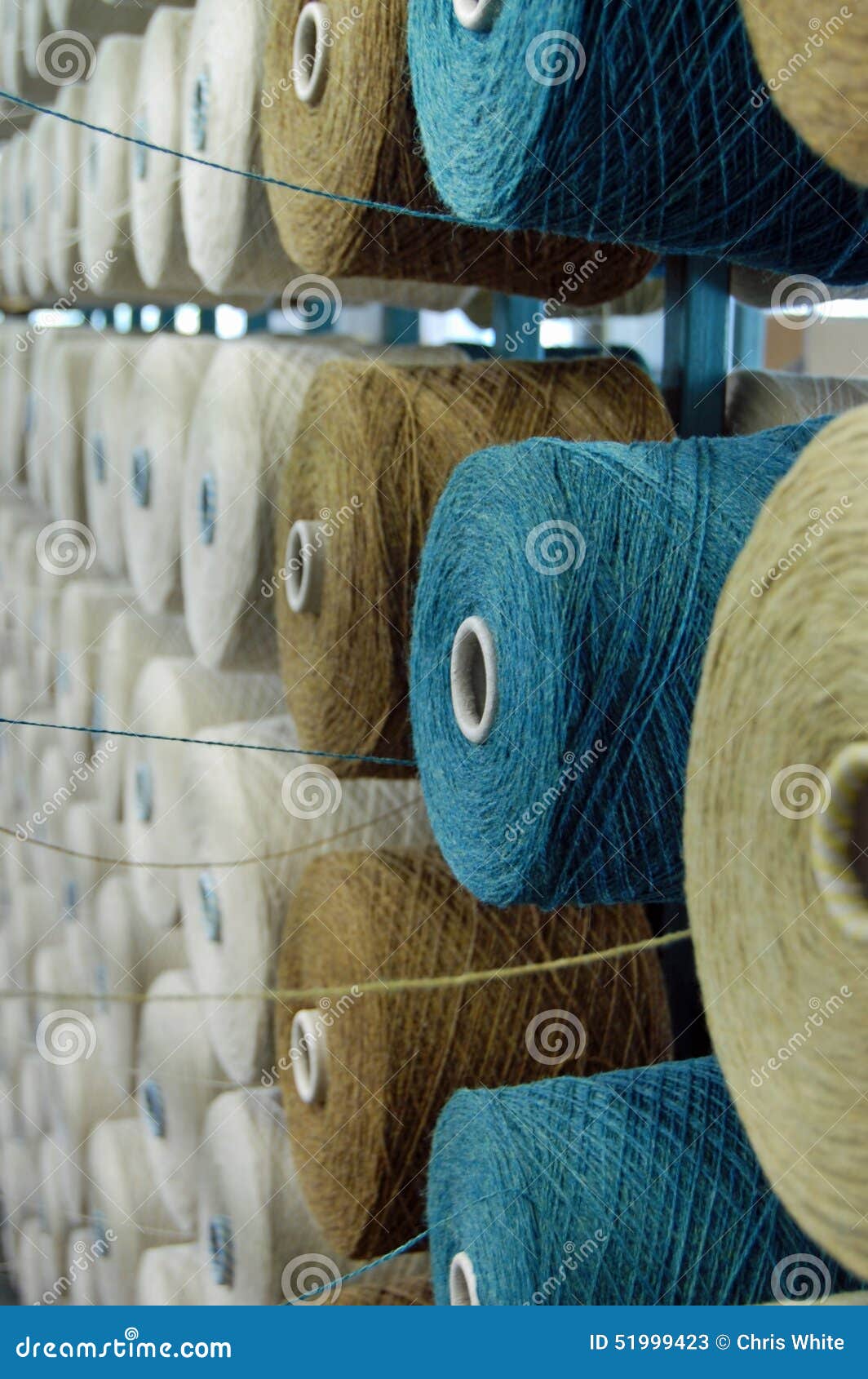 Bobbins of Wool on Rack Feeding Weaving Loom Stock Image - Image of ...
