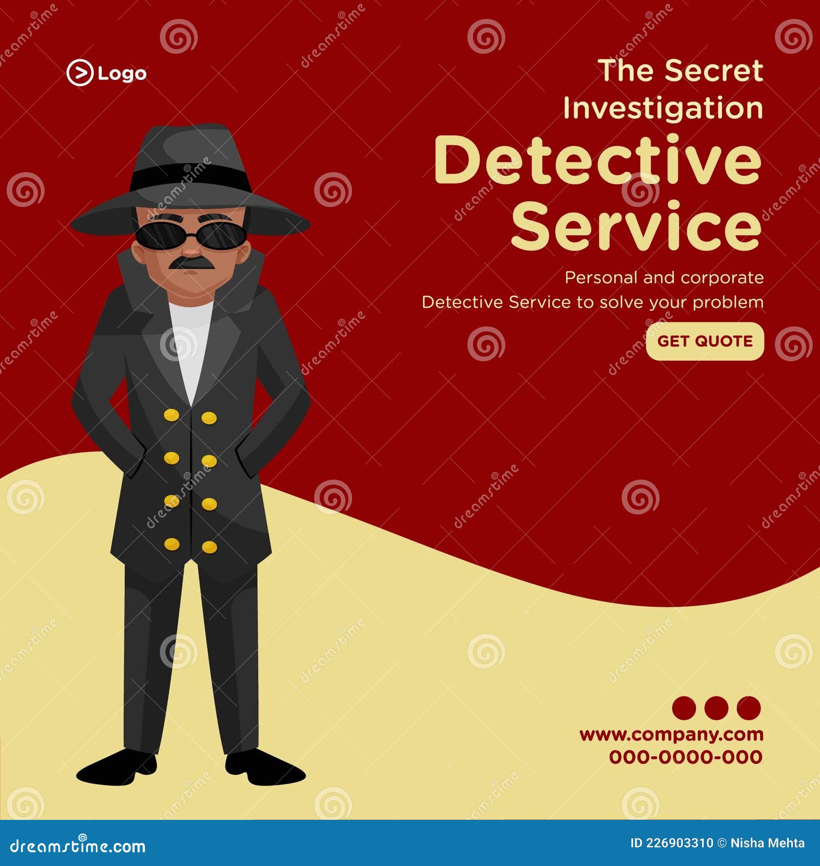Indian Detective Service of Banner Design Stock Vector - Illustration ...