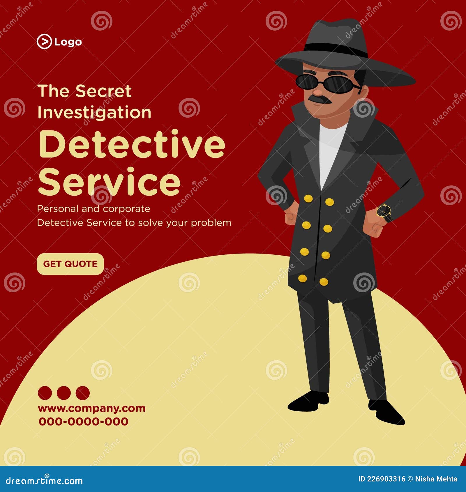 Indian Detective Service of Banner Design Stock Vector - Illustration ...