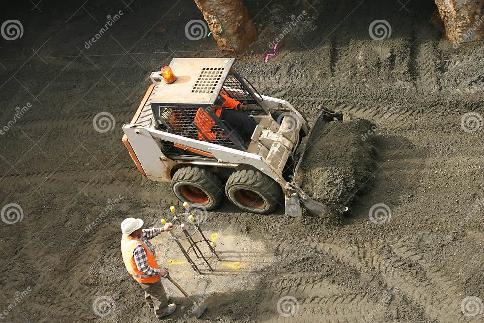 Bobcat and Construction Worker Stock Photo - Image of handymen, heavy ...