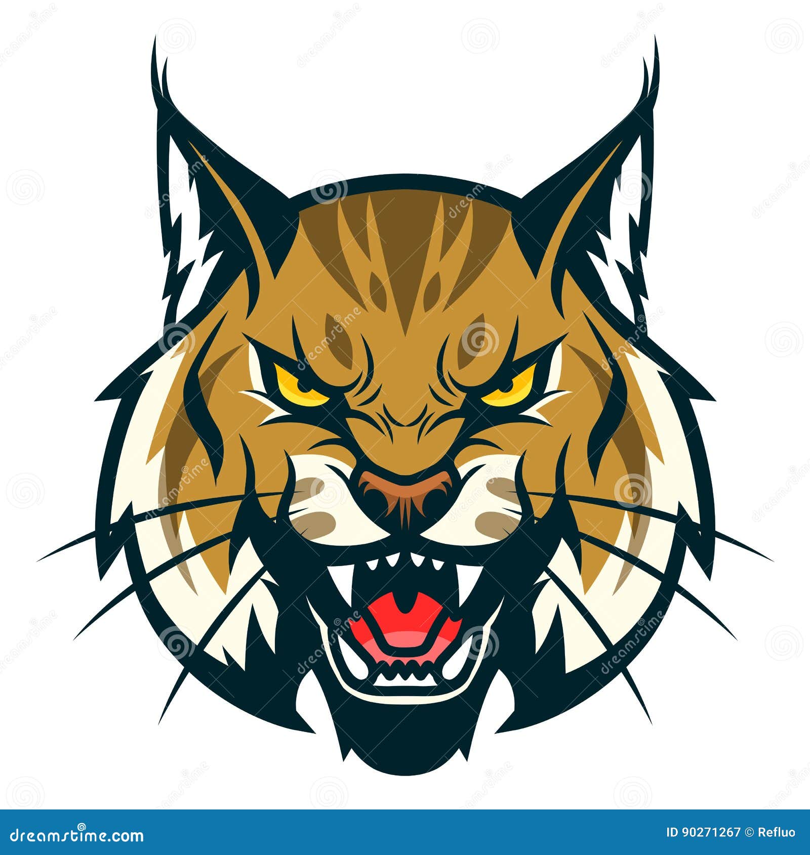 Angry Bobcat Mascot Head Cartoon Vector | CartoonDealer.com #72111905