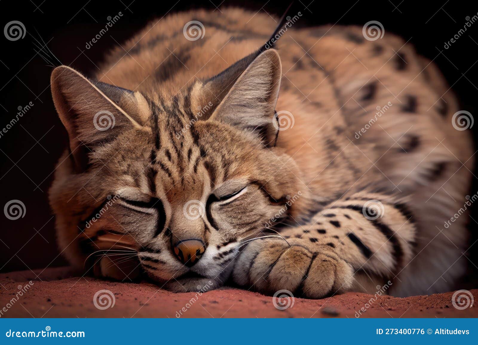 Bobcat Lying on Its Side with Eyes Closed Stock Illustration ...