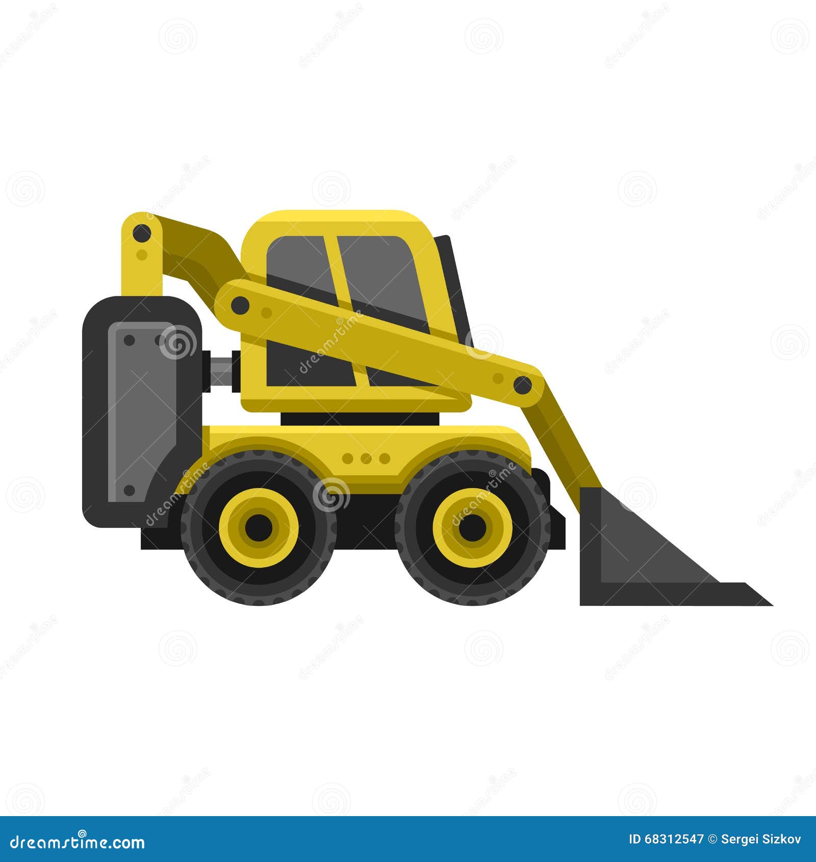 Bobcat Machine Icon. Flat Style Design Stock Vector - Illustration of ...