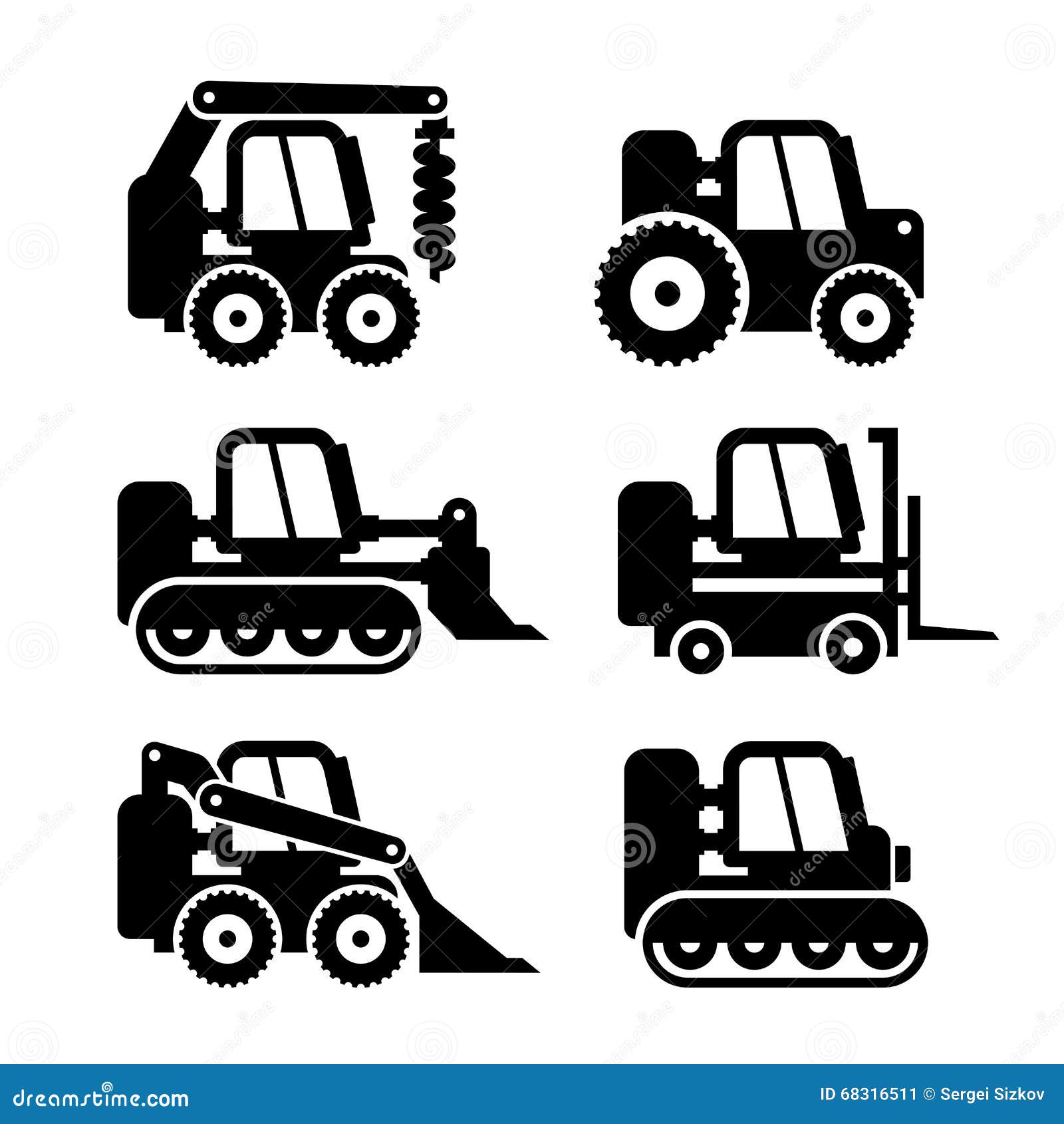 Bobcat Machine Icons Set Vector Vector Illustratie - Illustration of ...