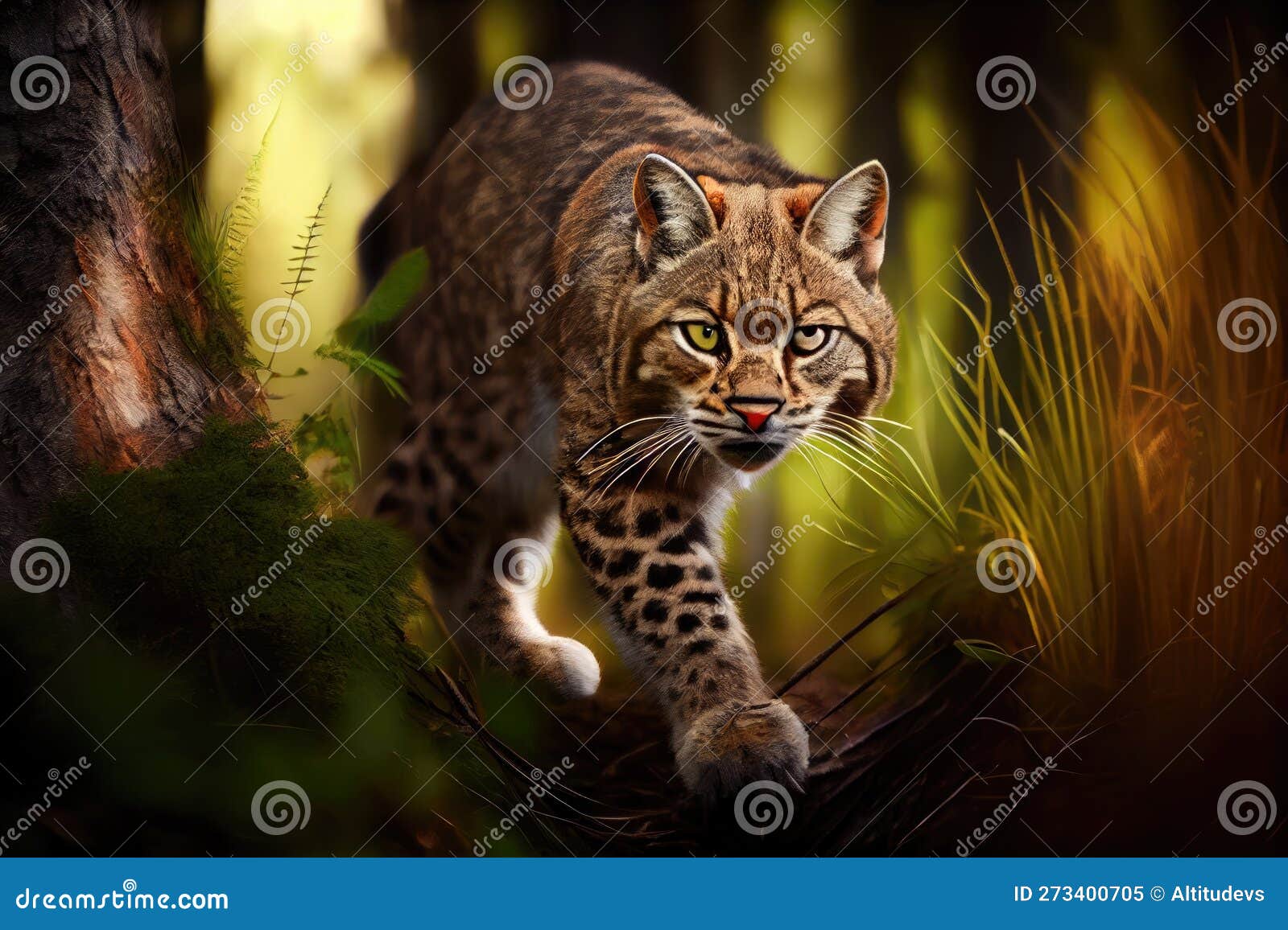 Bobcat Stalking Prey in the Forest Stock Image - Image of forest, wild ...