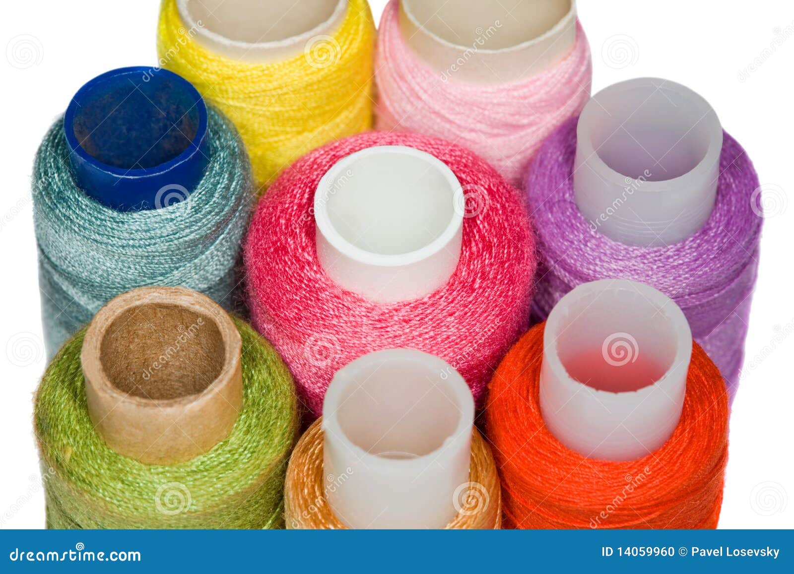 Bobine Con I Filati Cucirini Multi-coloured Isolati Fotografia Stock ...