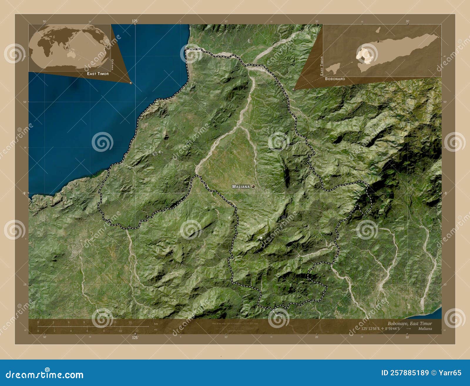Bobonaro, East Timor. Low-res Satellite. Labelled Points of Cities ... Bobonaro, East Timor. Low-res Satellite. Labelled Points of Cities ...