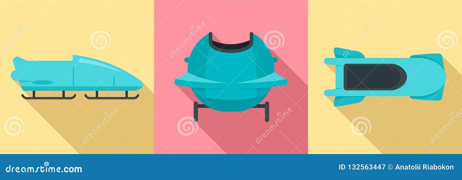 Bobsleigh Icon Set, Flat Style Stock Vector - Illustration of game, flat: 132563447
