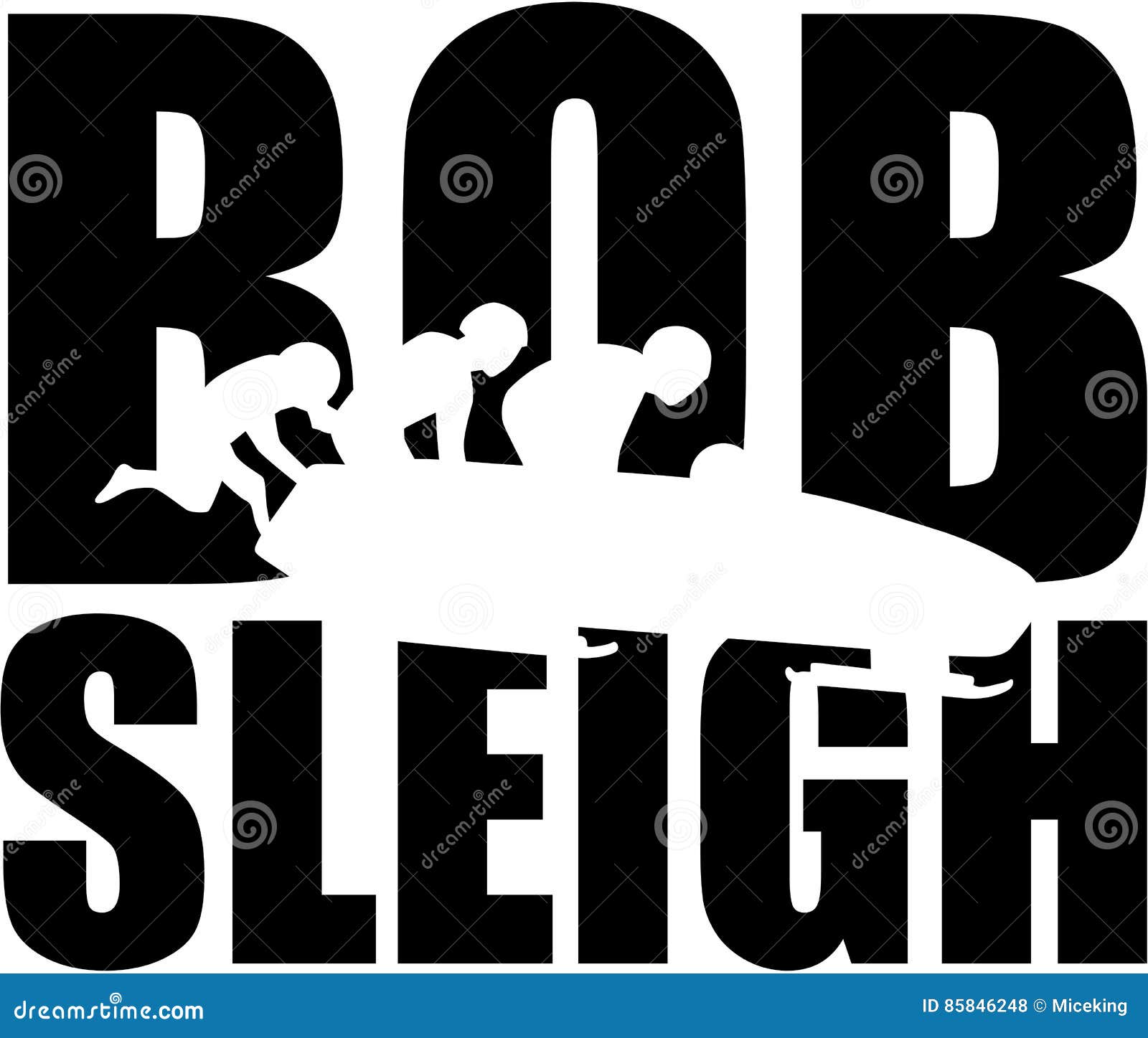 Bobsleigh Word with Silhouette of Bob Team Stock Vector - Illustration ...