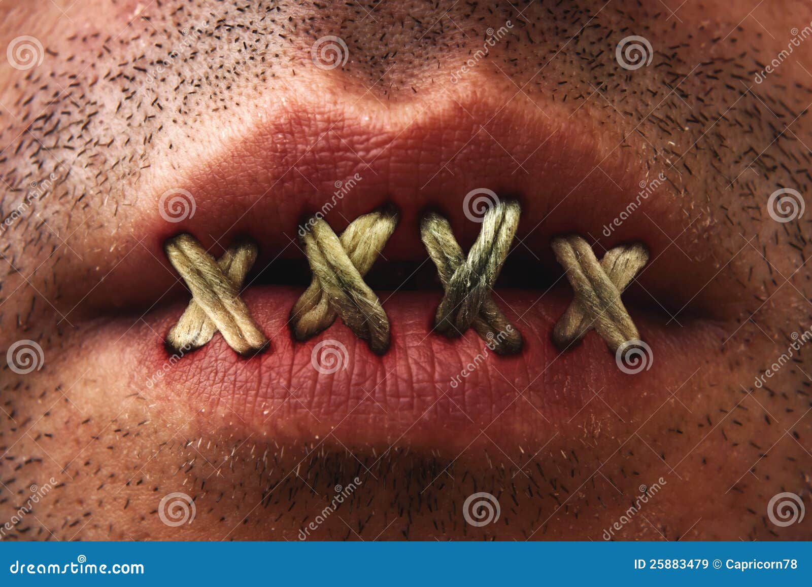 Boca cosida imagen de archivo. Imagen de club, noticias - 25883479