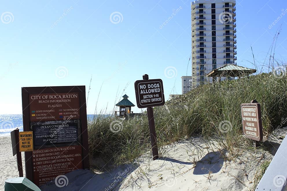 Boca Raton Beach Signs imagen de archivo editorial. Imagen de follaje ...