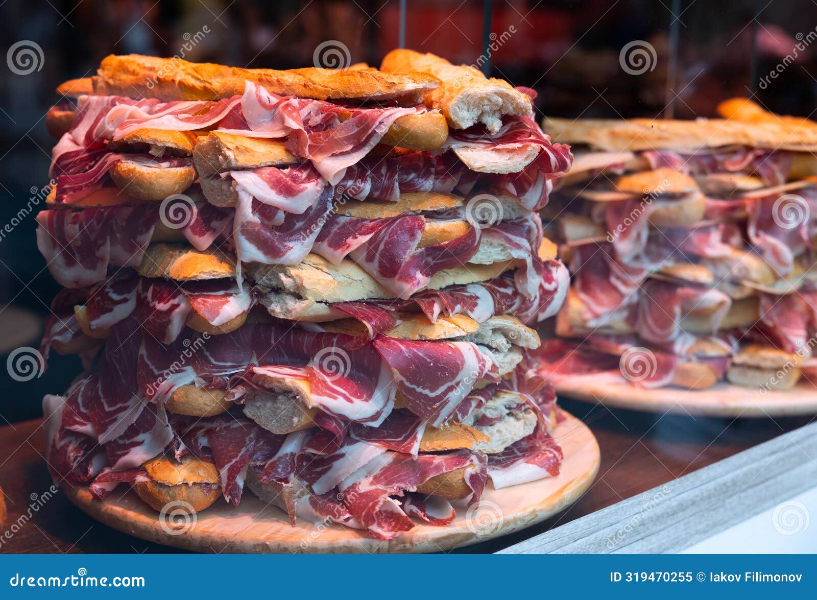 Bocadillos on Showcase of Spanish Fast Food Cafe Stock Image - Image of ...