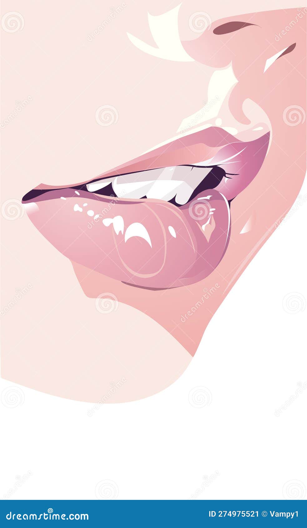 Female Mouth and Face, Detail of Lips with Lipstick, Glossy Effect ...