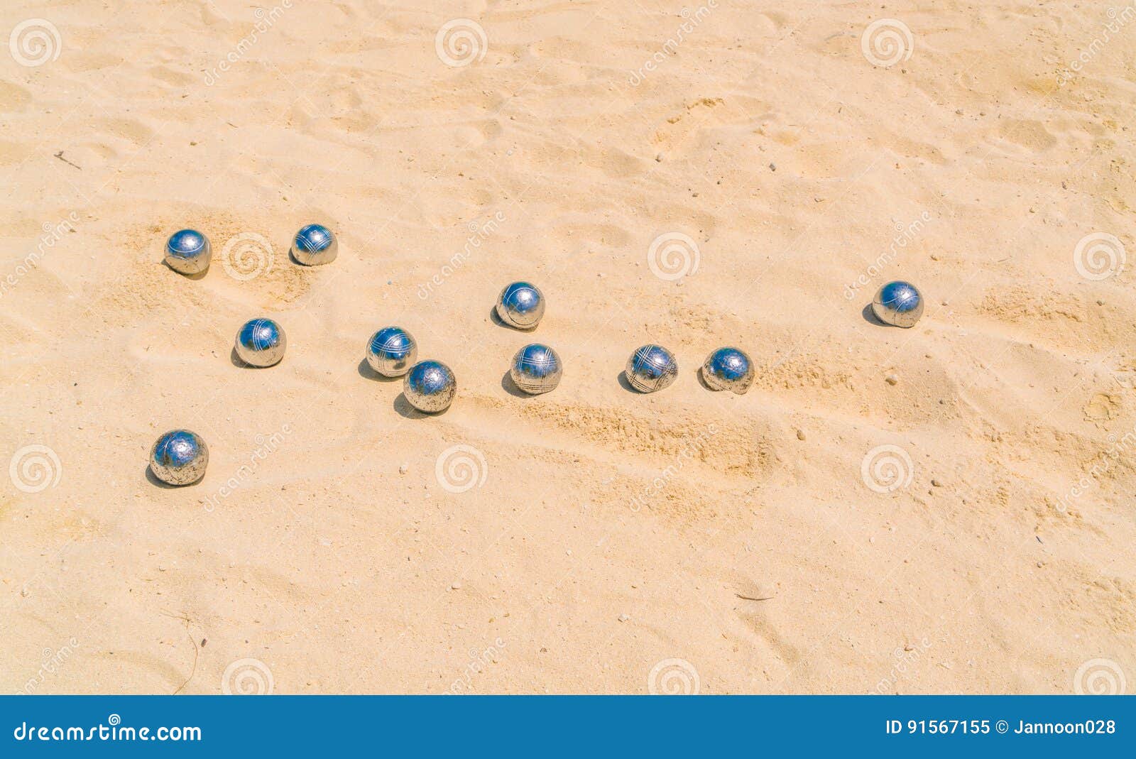 Bocce Balls on White Sandy Beach . Stock Image - Image of bocce ...