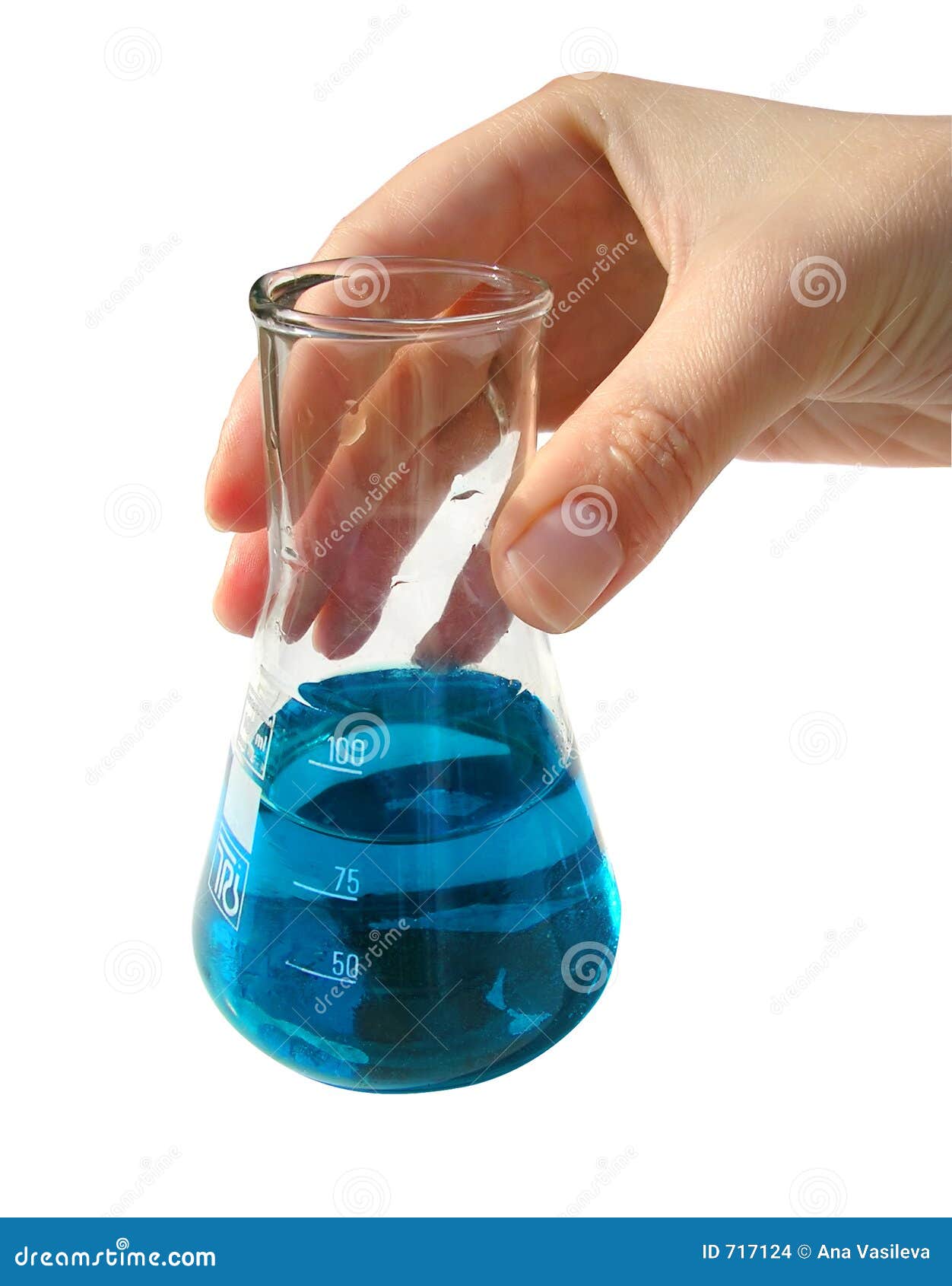 Boccetta Chimica Della Holding Della Laboratorio-mano Con Liquido Blu ...
