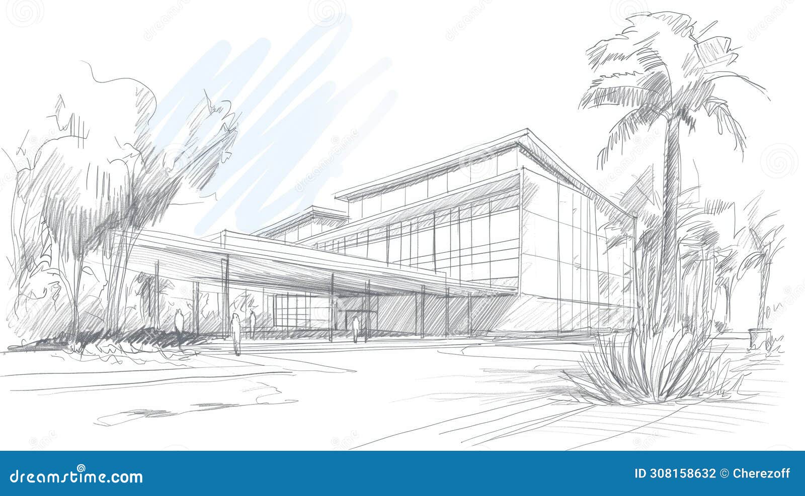 Boceto Del Exterior Del Edificio Foto de archivo - Imagen de camino, proyecto: 308158632