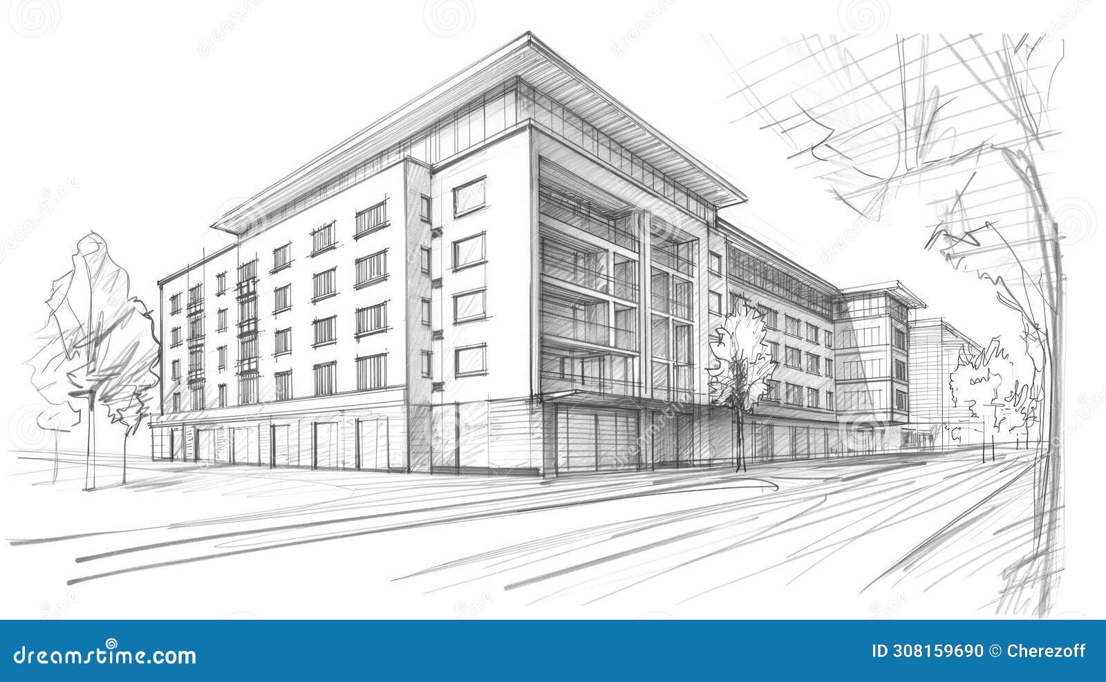Boceto Del Exterior Del Edificio Foto de archivo - Imagen de casa, camino: 308159690