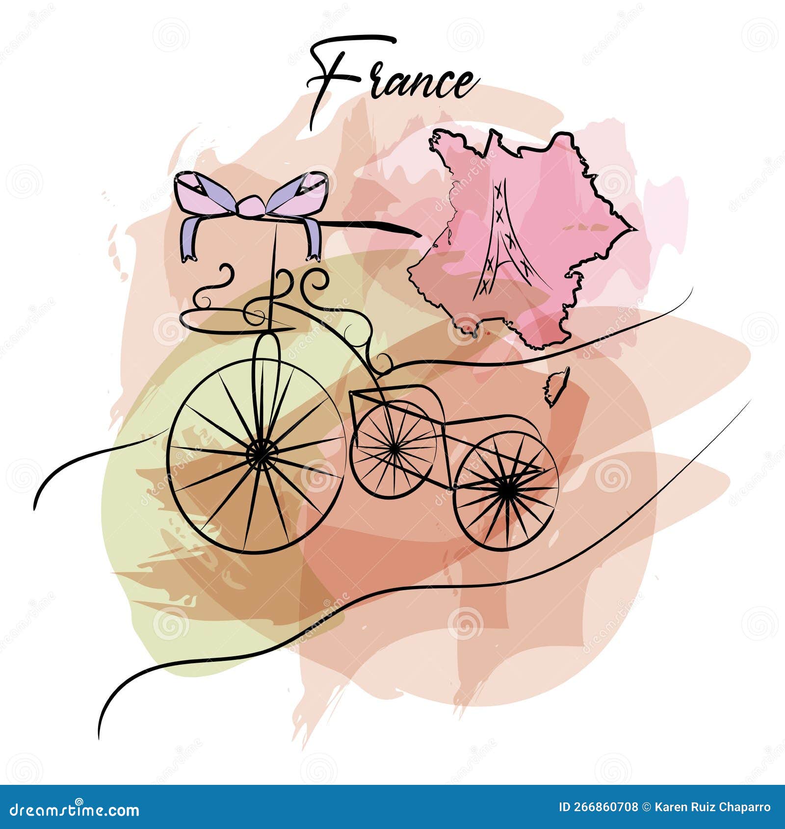 Boceto Del Vector Tradicional De Acuarela De Bicicleta Ilustración Del