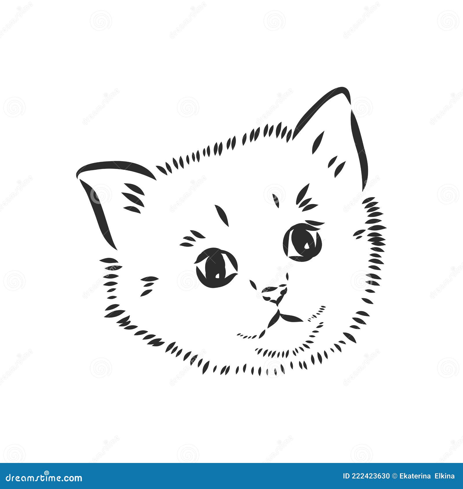 Boceto Vectorial De Una Cara De Gatitos Estilizados Ilustración Del