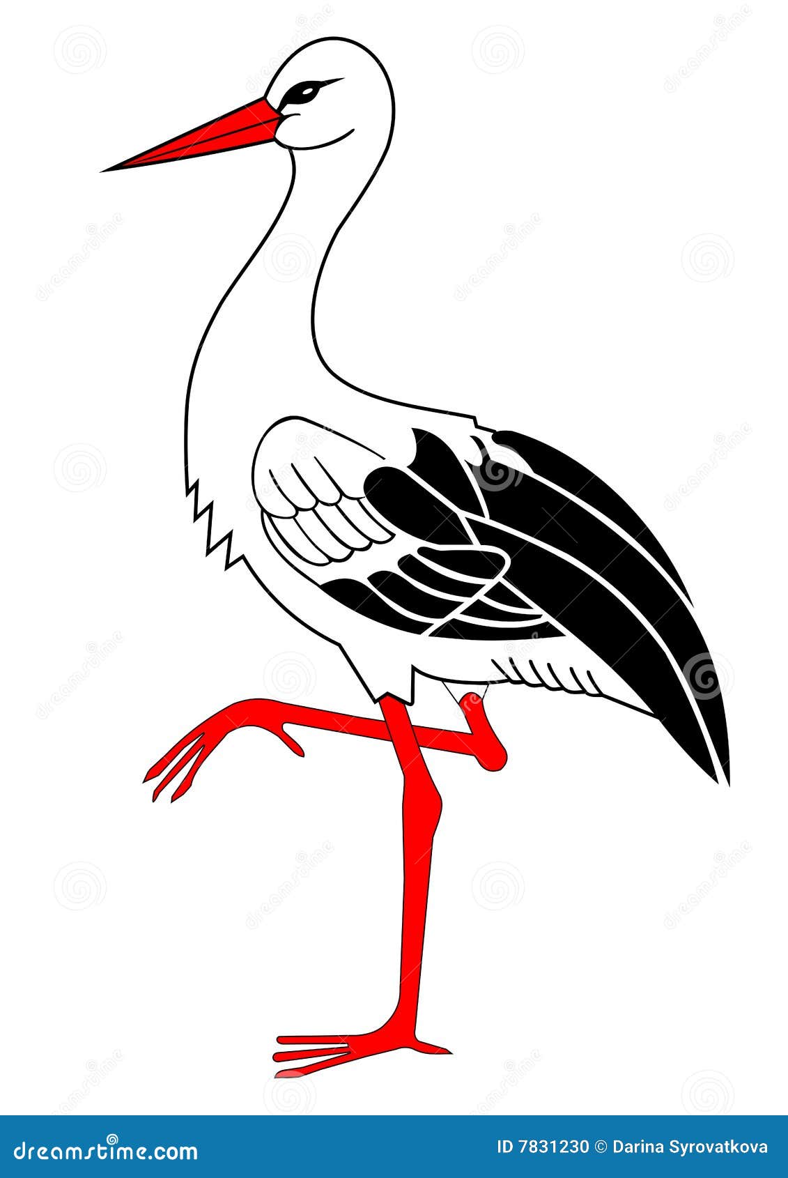 Bocian ilustracja wektor. Ilustracja złożonej z ałuny - 7831230