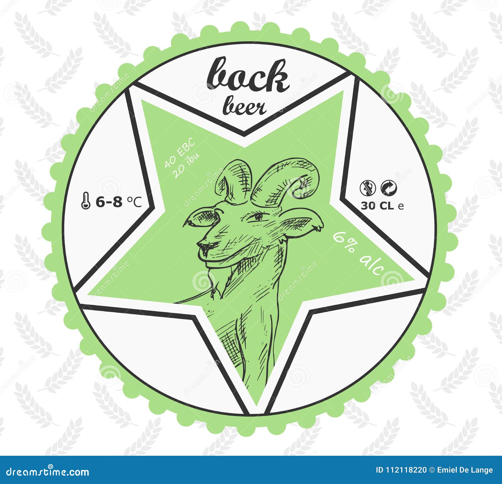 Bock Beer Label with a Goat and Wheat Signs Stock Vector - Illustration ...