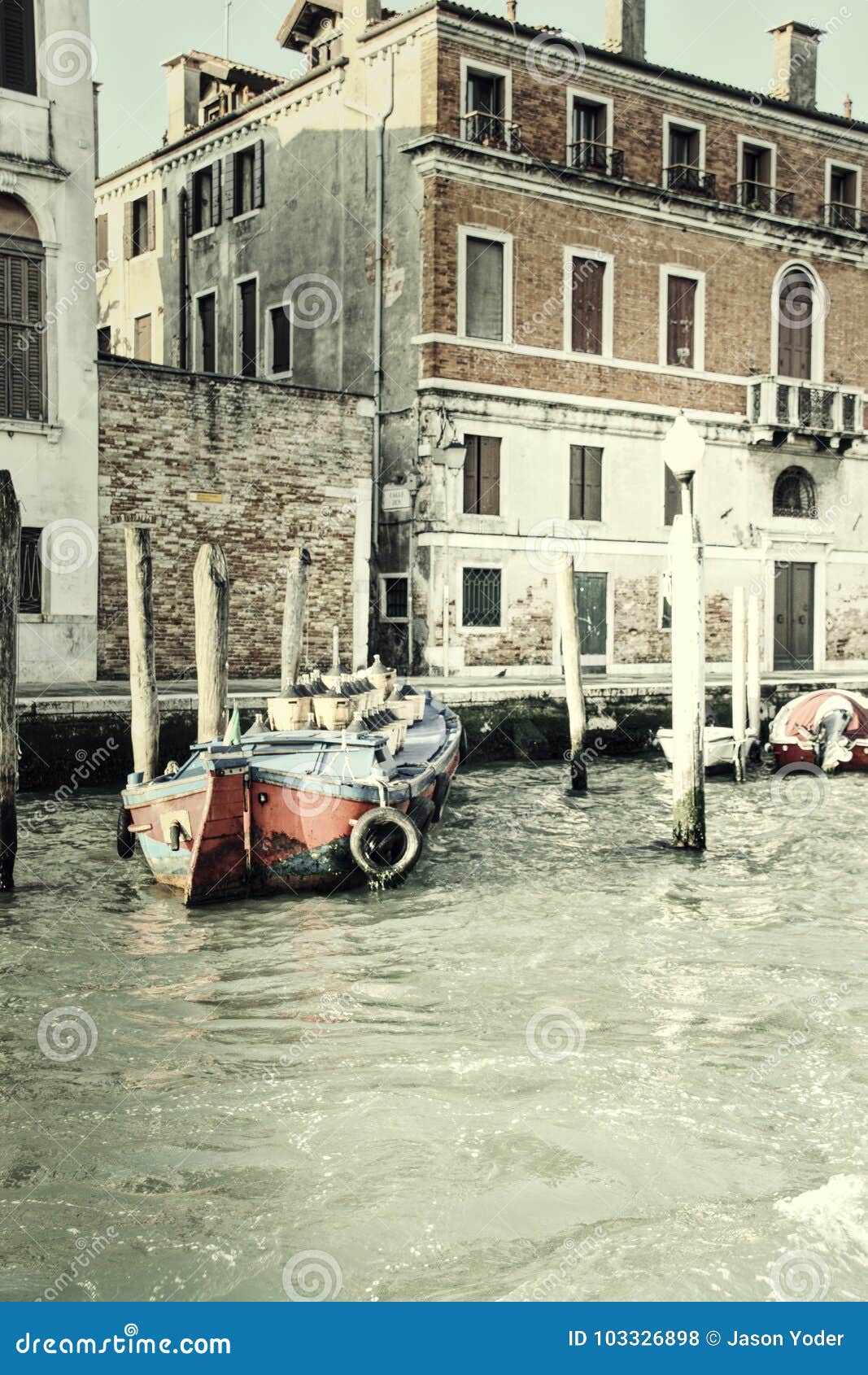Boat at Dock stock photo. Image of vencie, vintage, italy - 103326898