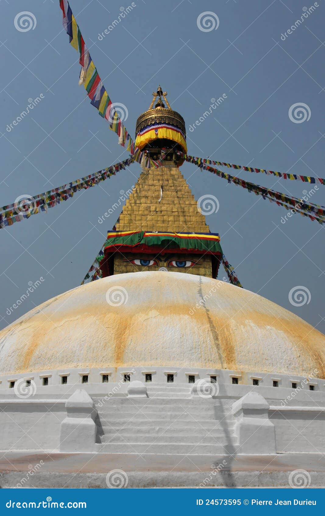 Bodanath Stupa and Prayer Flags Stock Image - Image of architecture ...